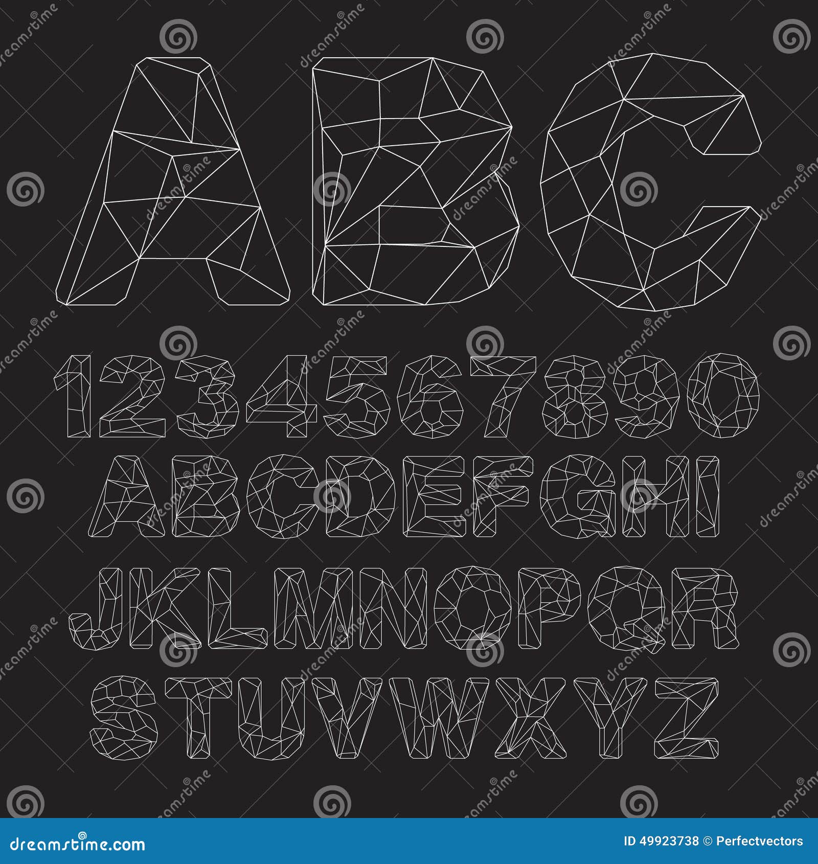 Vector Lowpoly Outline Font Stock Vector - Illustration of latin, font ...