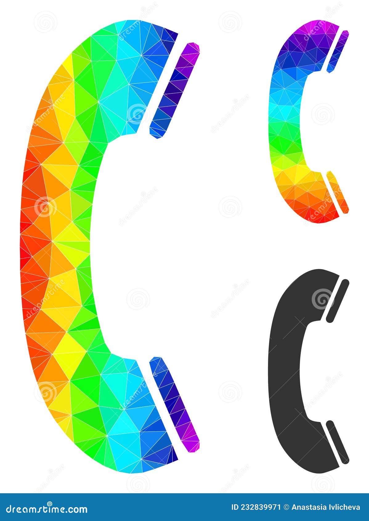 Vector Lowpoly Phone Receiver Icon with Rainbow Gradient Stock Vector ...