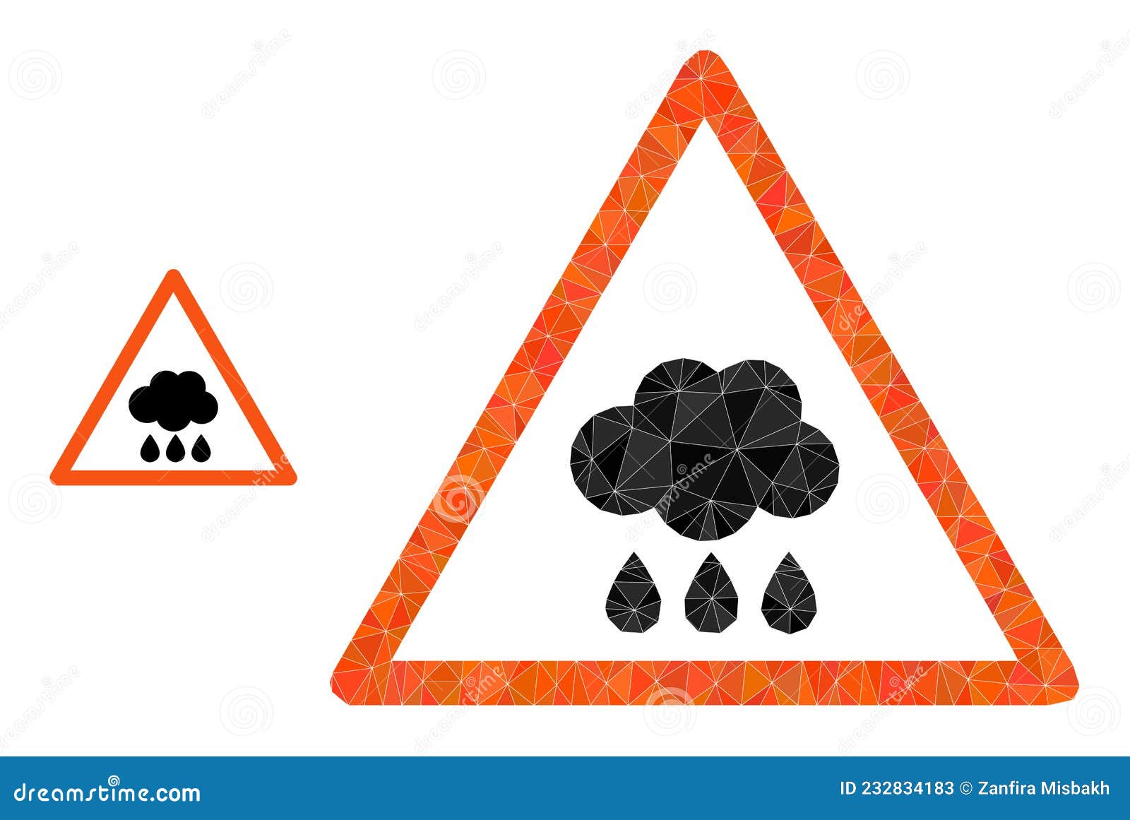 Vector Lowpoly Rain Warning Icon Stock Vector - Illustration of climate ...