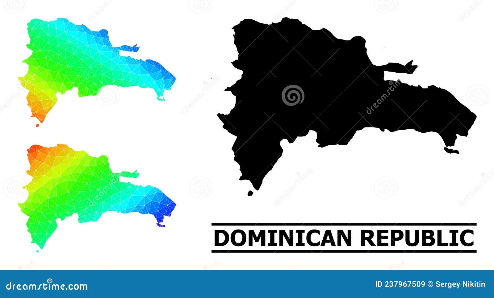 Polygonal Spectral Colored Map of Dominican Republic with Diagonal ...