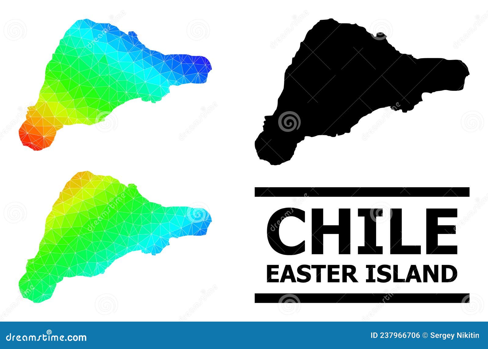 Lowpoly Rainbow Map of Easter Island with Diagonal Gradient Stock ...