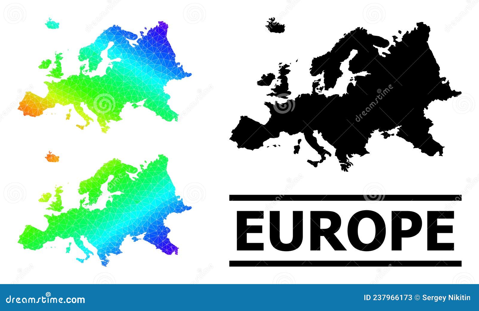 Europe Map With Polygonal Shapes. World Map Linear Continent. Vector ...