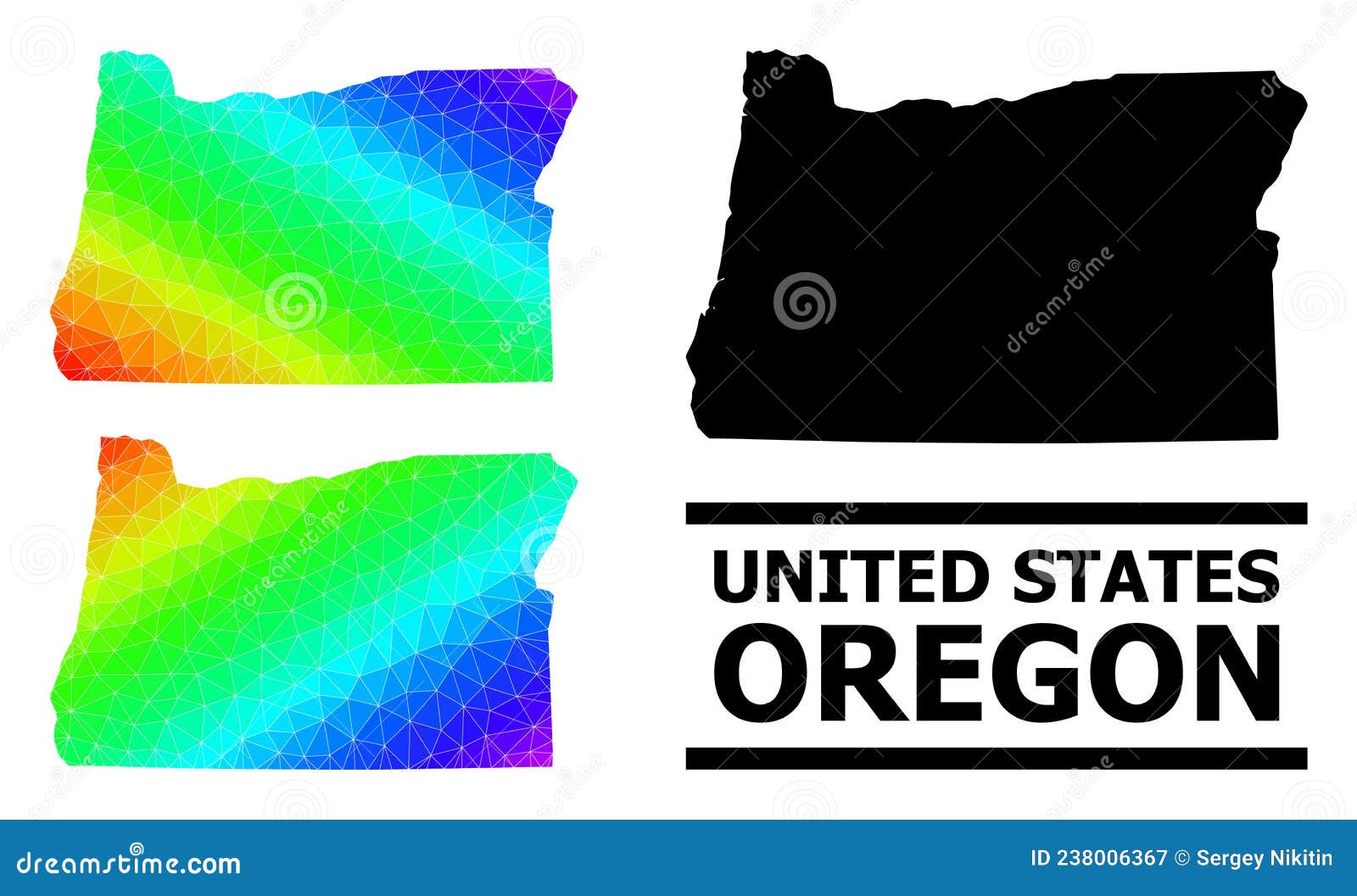 Triangle Filled Rainbow Map of Oregon State with Diagonal Gradient ...