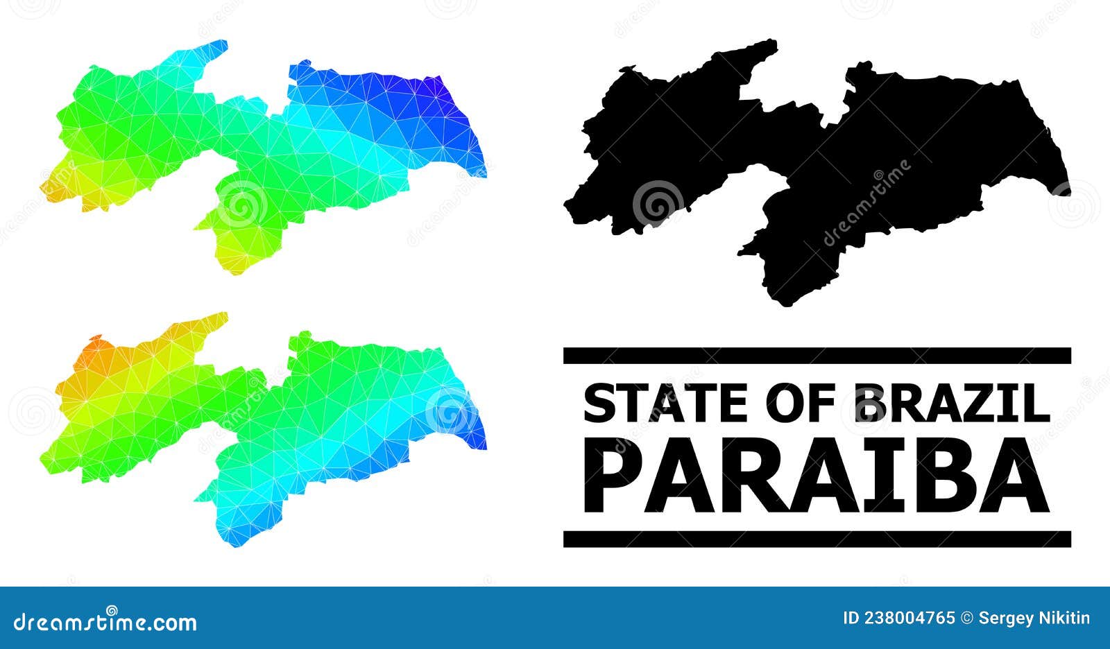 Triangle Filled Spectral Colored Map of Paraiba State with Diagonal ...