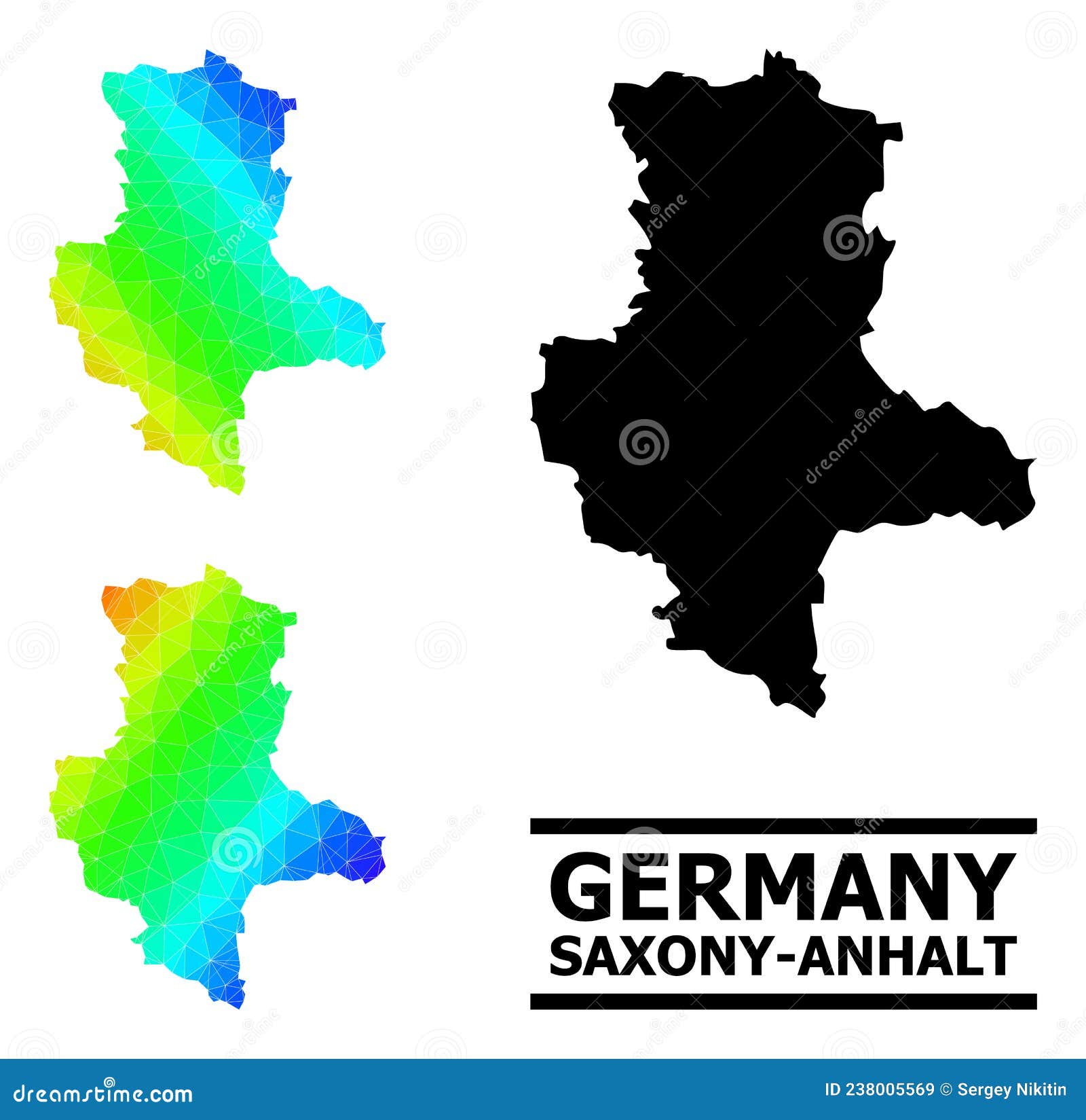Polygonal Spectral Colored Map of Saxony-Anhalt State with Diagonal ...