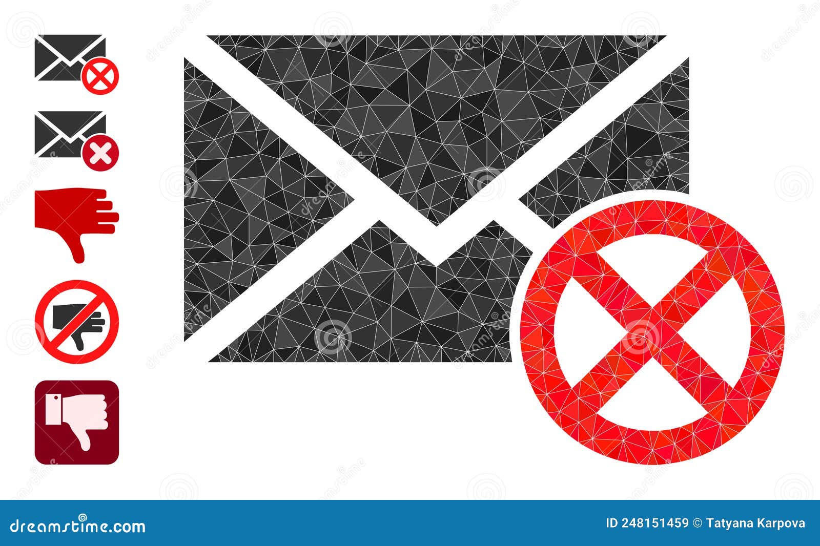 Vector Lowpoly Reject Leter Icon and Other Icons Stock Illustration ...