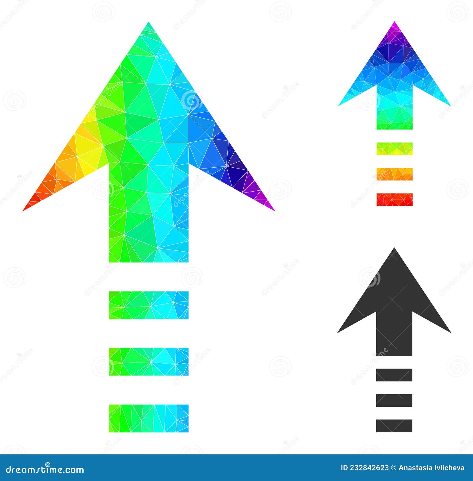 Vector Lowpoly Send Up Icon with Spectrum Gradient Stock Vector ...