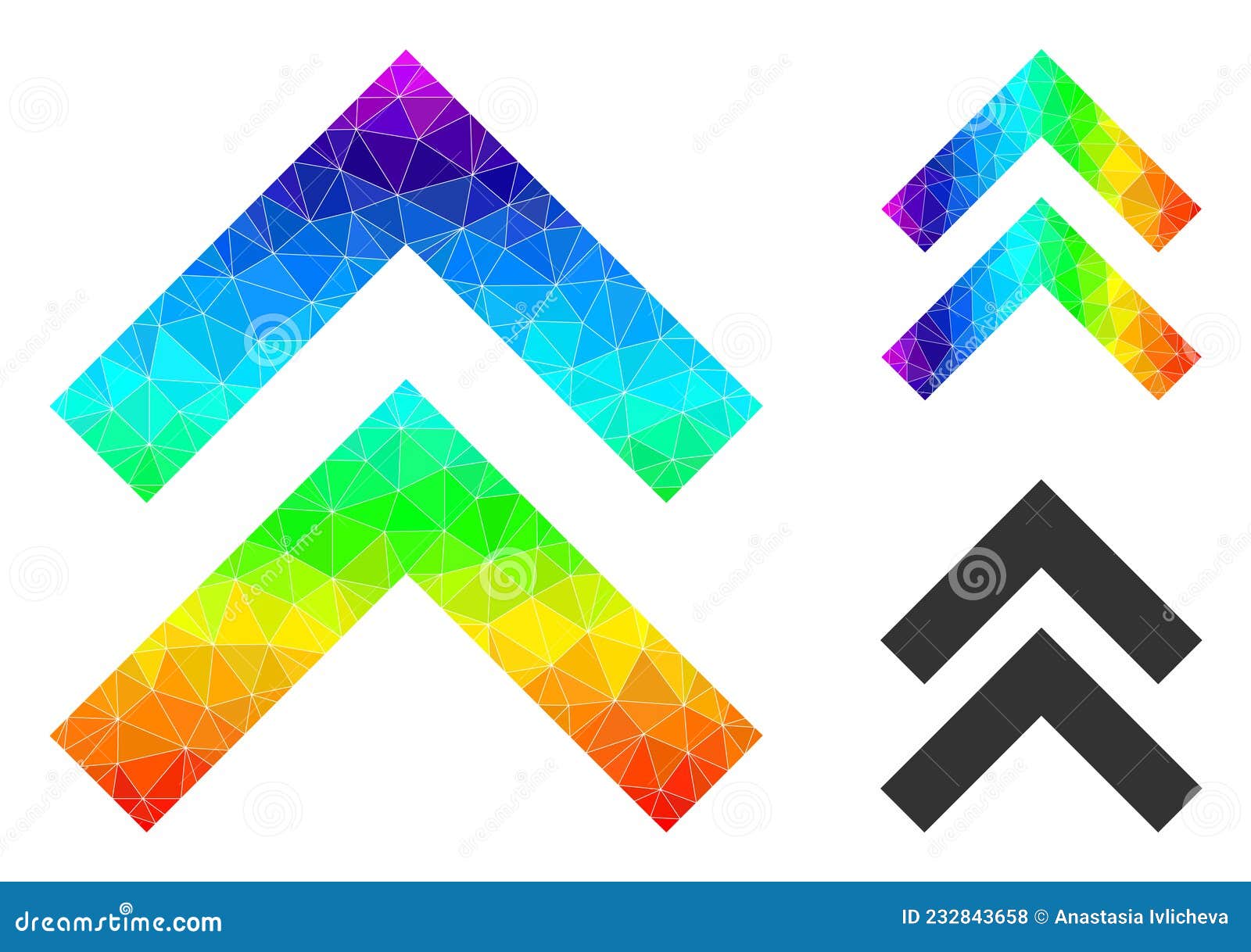 Vector Lowpoly Shift Up Icon with Rainbow Gradient Stock Illustration ...