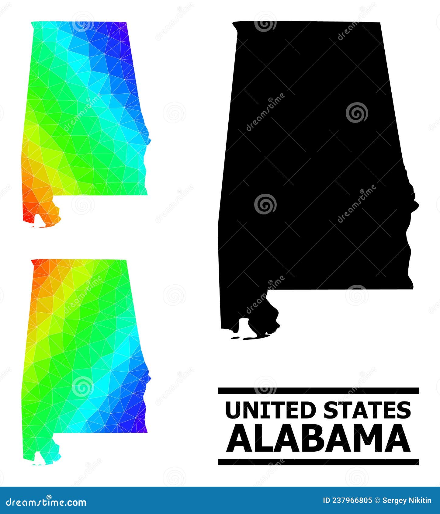 Triangle Filled Spectral Colored Map of Alabama State with Diagonal ...