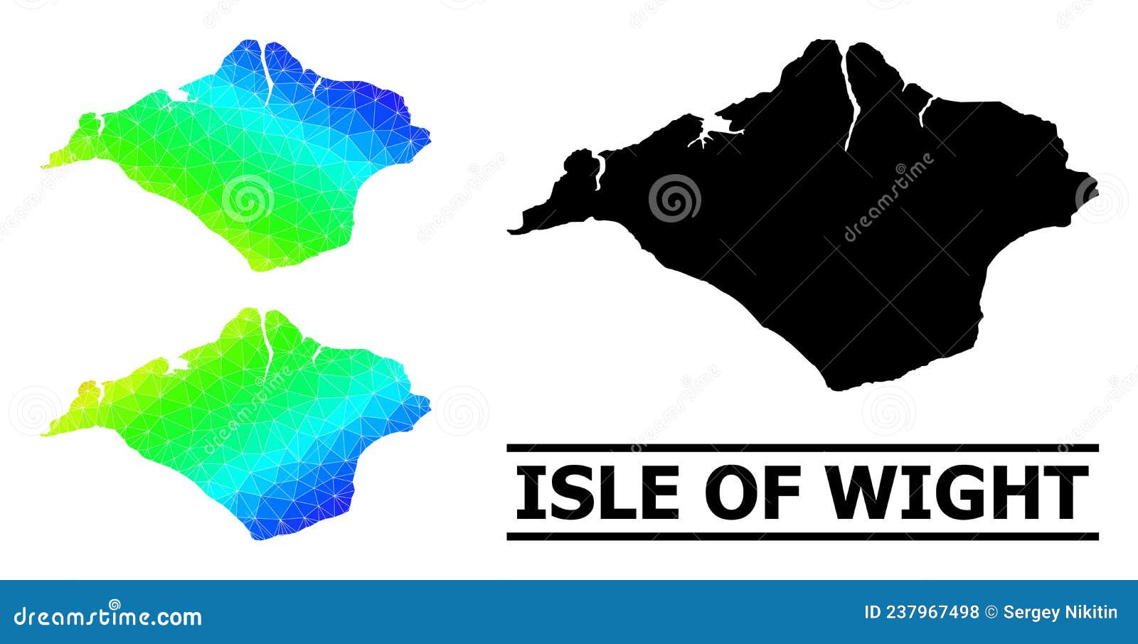 Lowpoly Spectral Colored Map of Isle of Wight with Diagonal Gradient ...