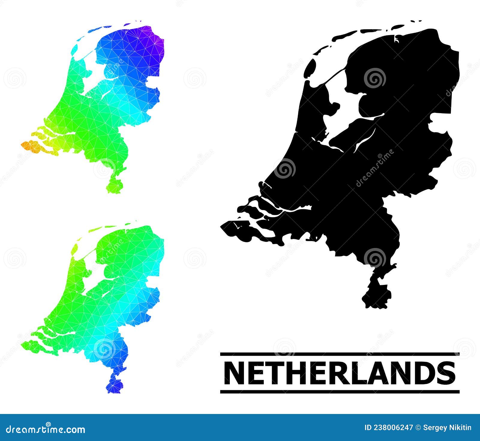 Lowpoly Spectral Colored Map of Netherlands with Diagonal Gradient ...