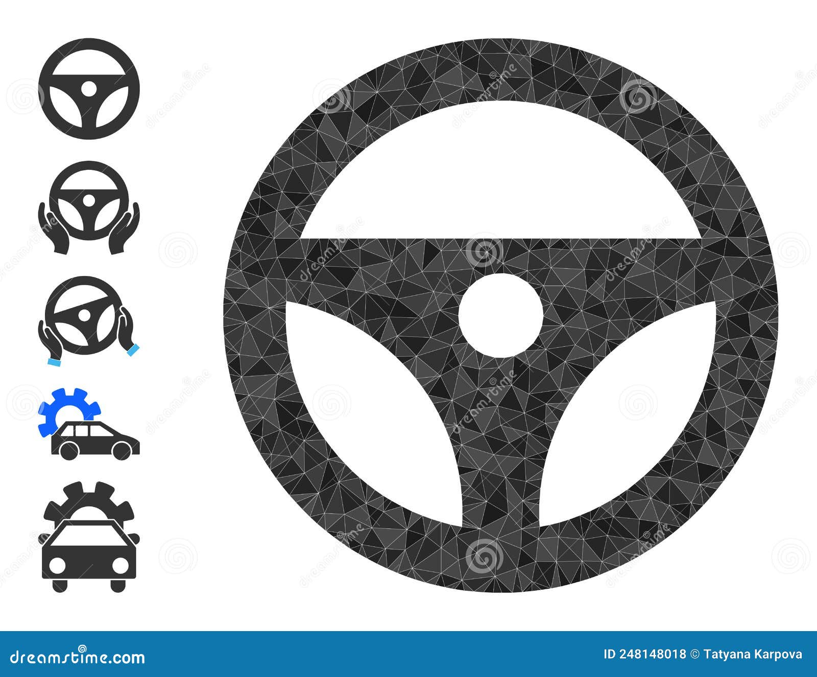 Vector Lowpoly Steering Wheel Icon and Other Icons Stock Vector ...