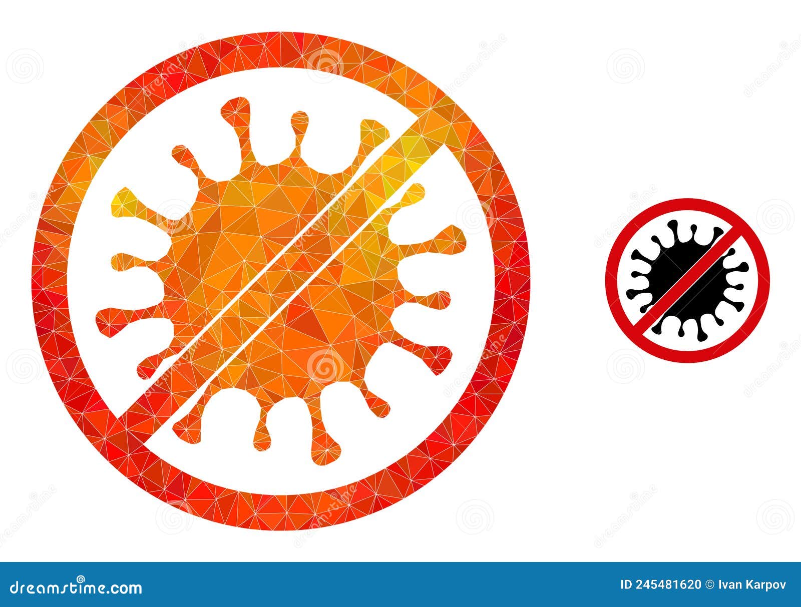 Vector Lowpoly Stop Microbe Icon with Fire Gradient Stock Vector ...