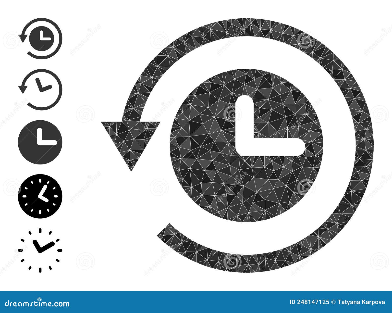 Vector Lowpoly Time Back Machine Icon and Bonus Icons Stock Vector ...
