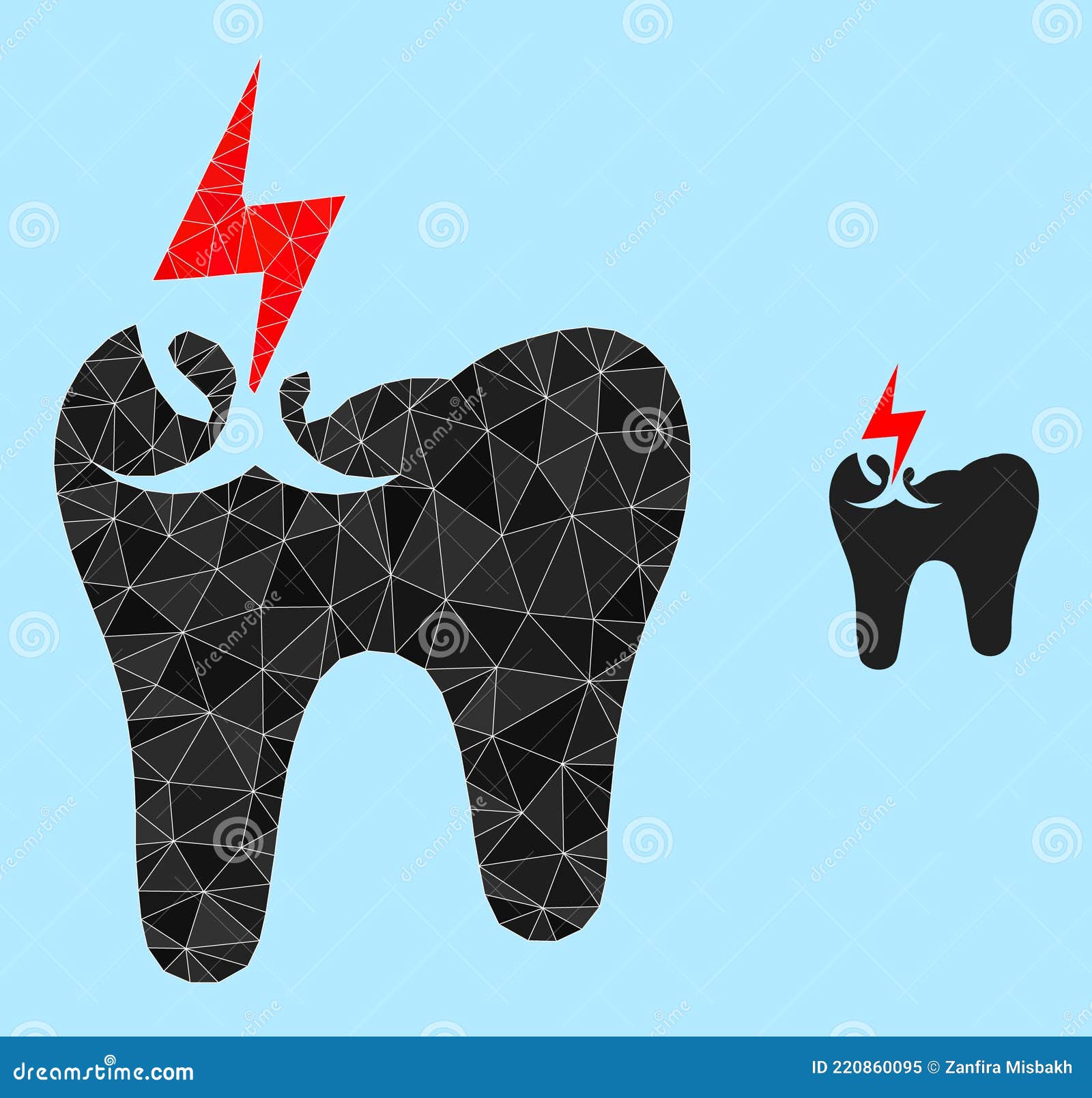 Vector Lowpoly Tooth Crash Icon Stock Vector - Illustration of ...