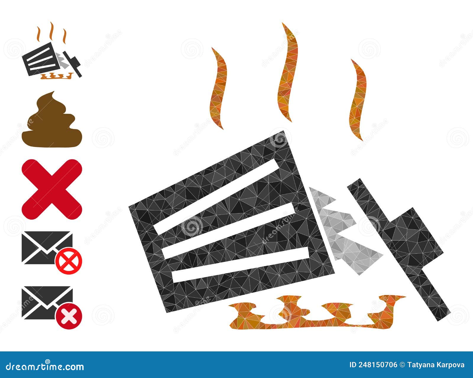 Vector Lowpoly Trash Heap Icon and Additional Icons Stock Illustration ...