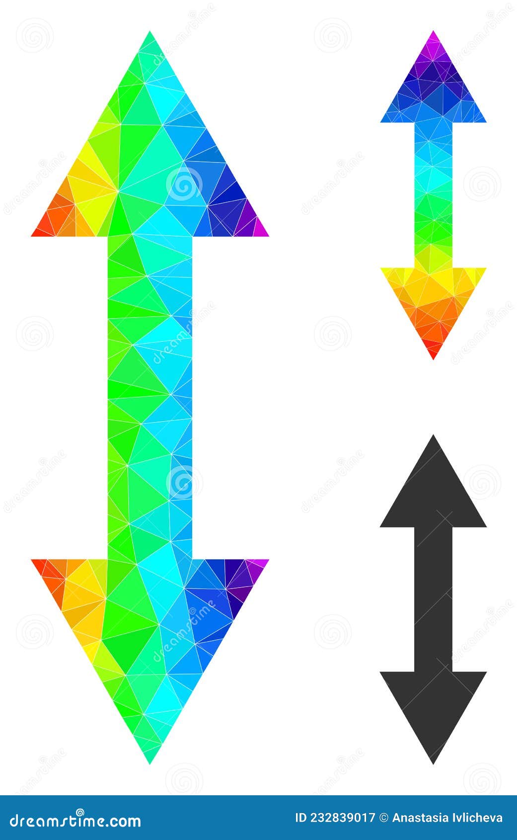 Vector Lowpoly Vertical Flip Icon with Spectral Colored Gradient Stock ...