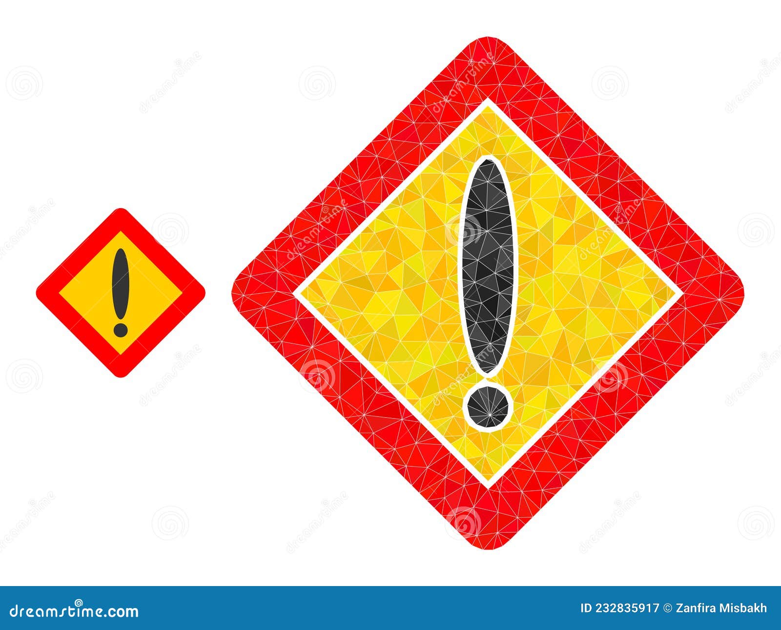 Vector Lowpoly Warning Rhombus Icon Stock Vector - Illustration of ...