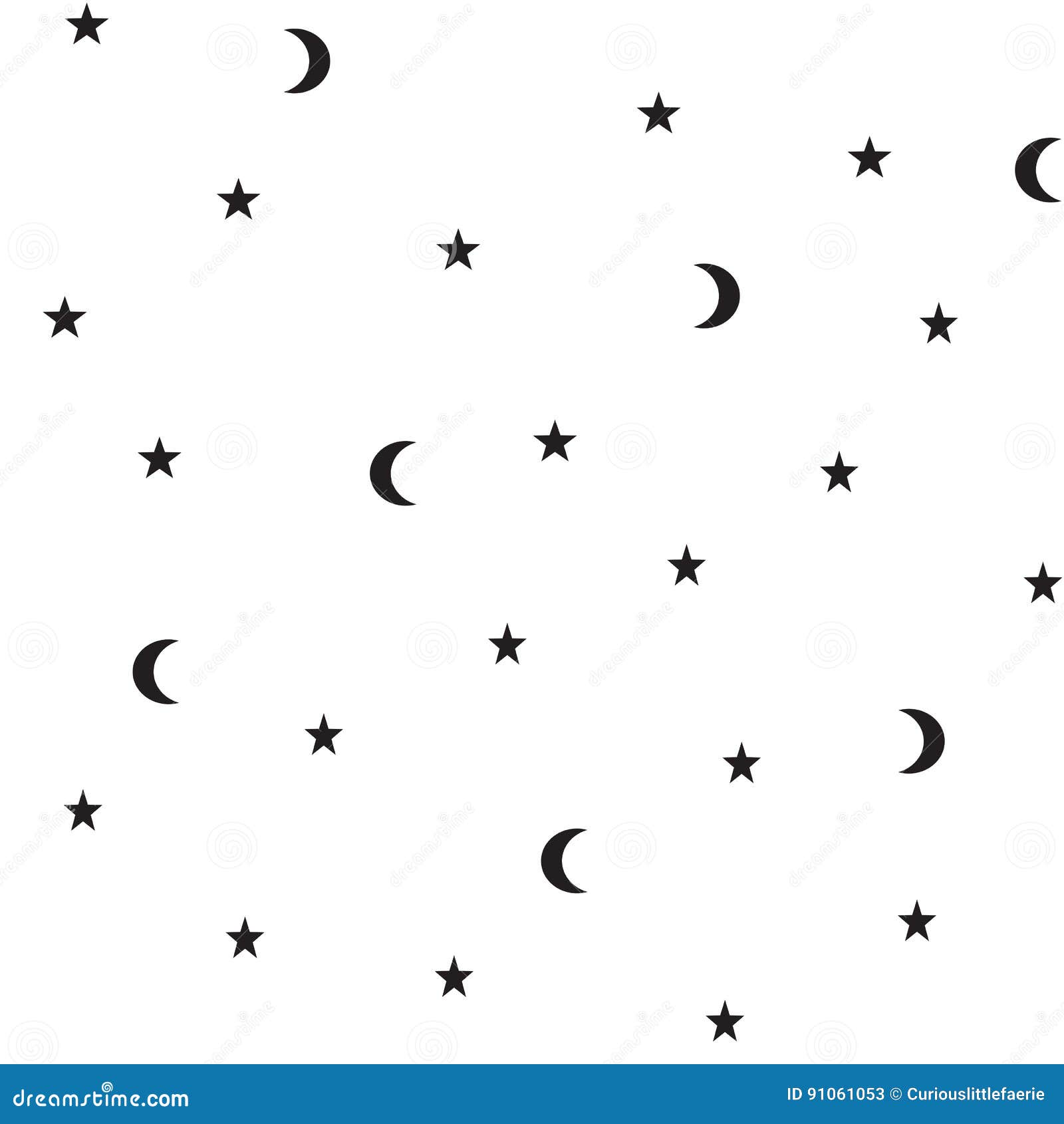 Vector a Lua Preta E O Teste Padrão Sem Emenda Das Estrelas No Fundo ...