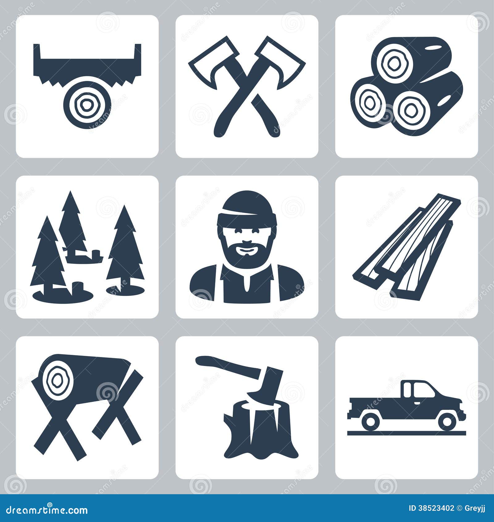 Vector Lumberjack Icons Set Stock Vector - Illustration of wood, timber ...