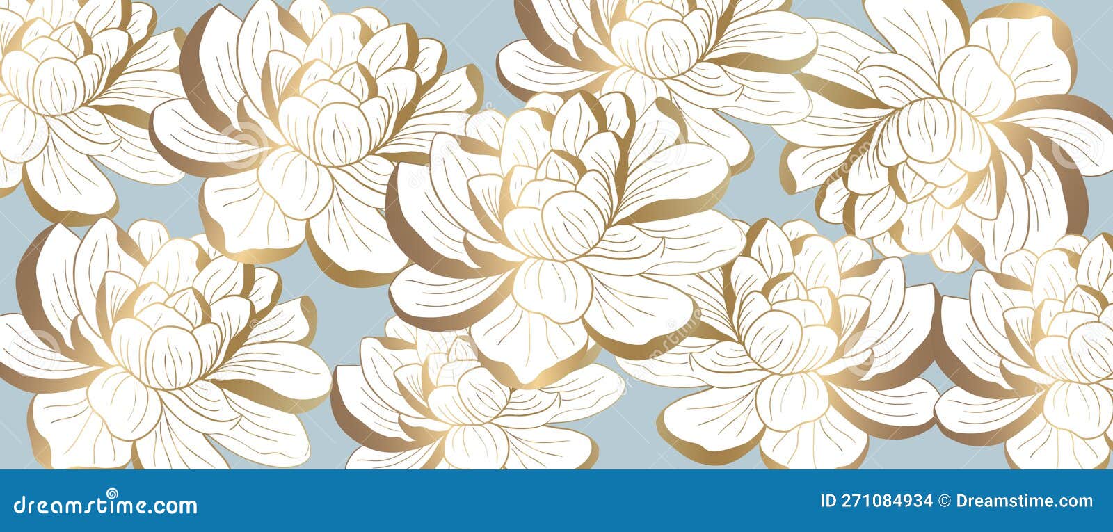 Vector Luxury Background with Golden Peonies for Decor, Covers ...
