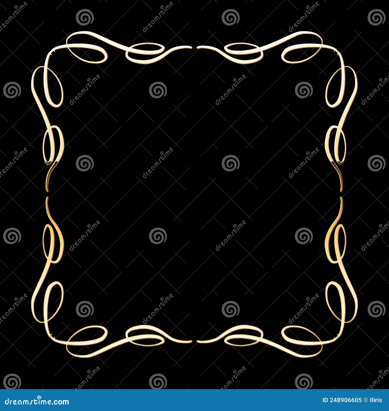 Vector Luxury Golden Calligraphic Frame for Text. Simple Elegant Shiny ...