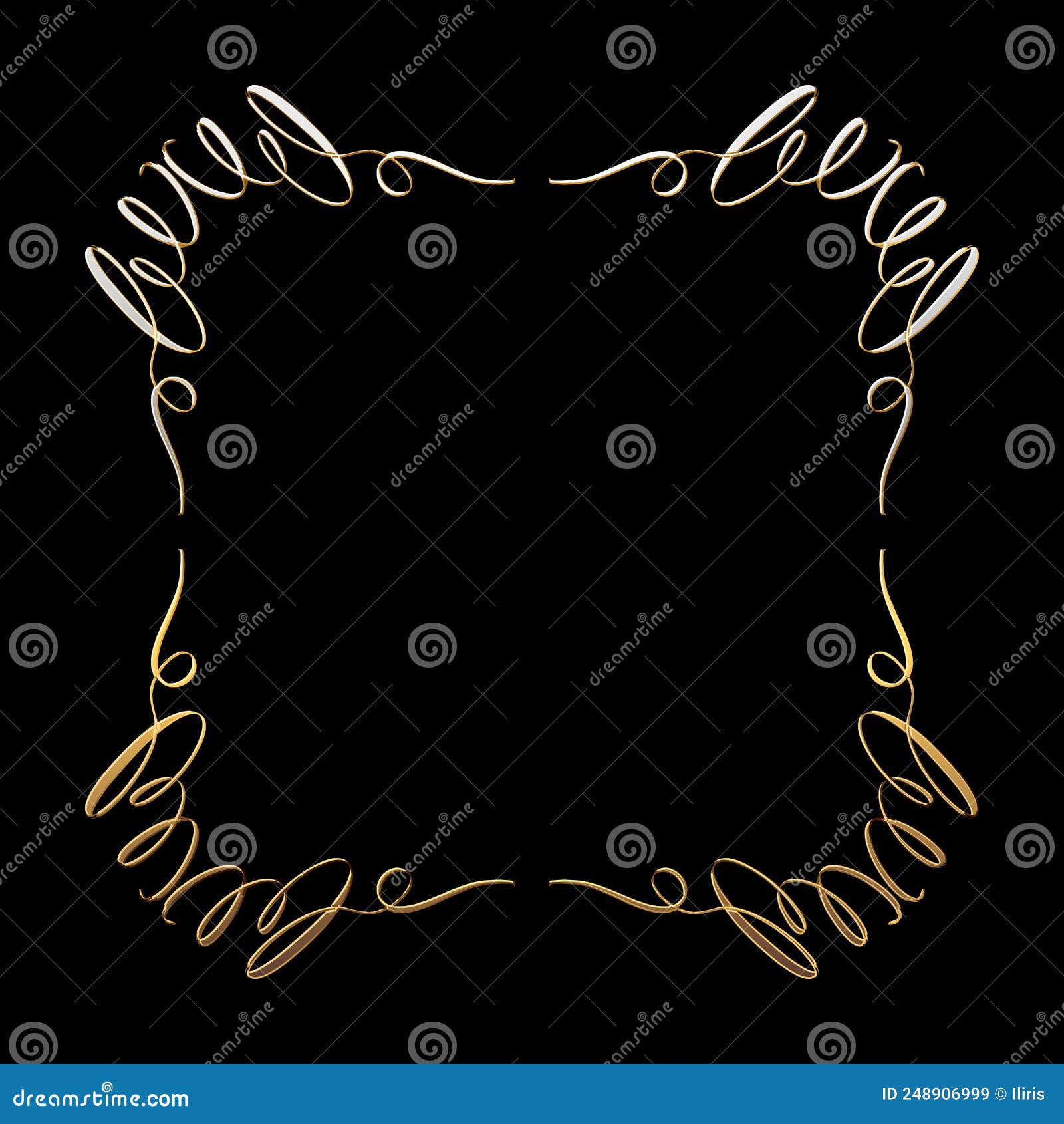 Vector Luxury Golden Calligraphic Frame for Text. Simple Elegant Shiny ...