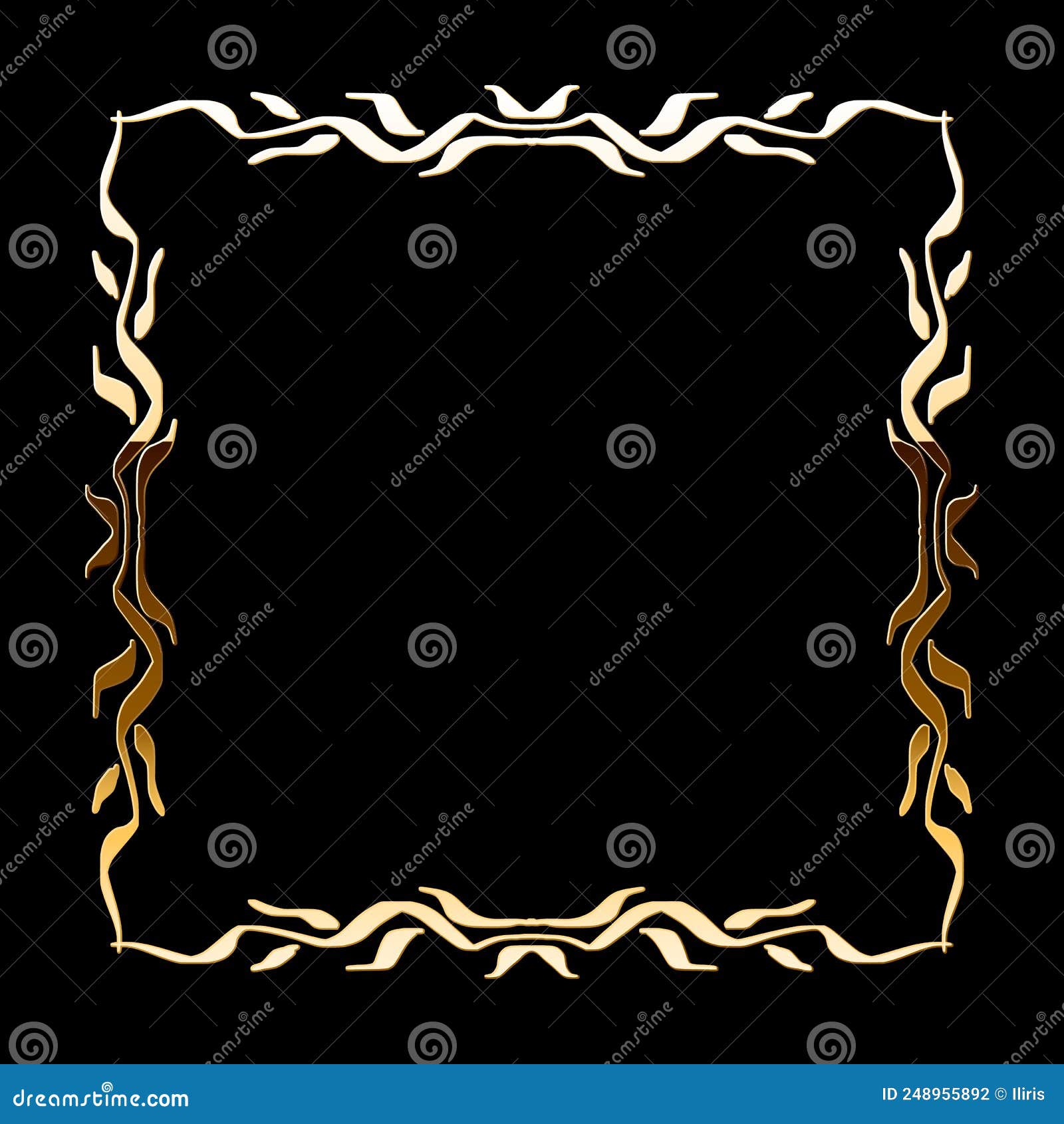 Vector Luxury Golden Frame. Ornamental Shiny Gold Decorative Design ...
