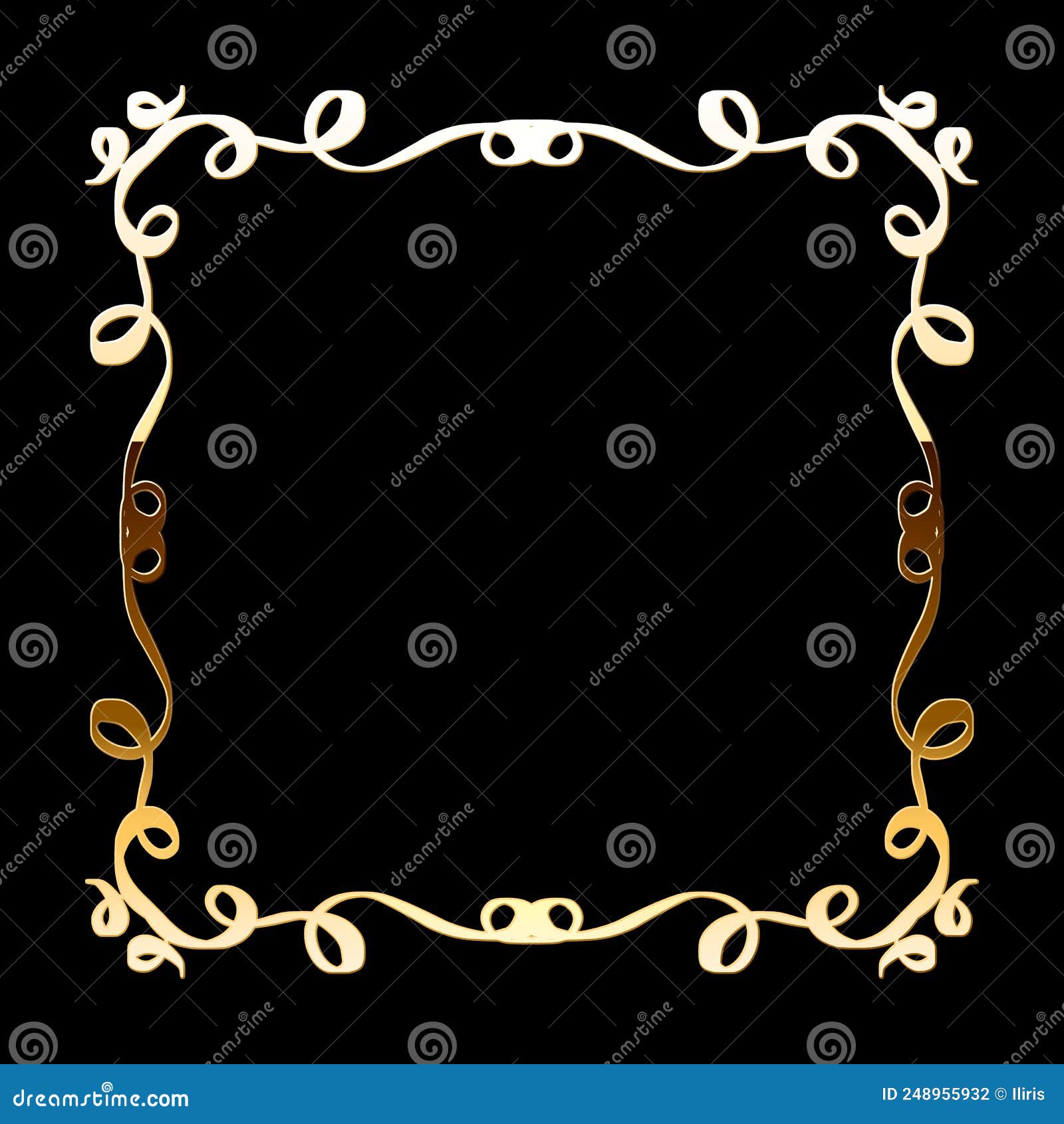 Vector Luxury Golden Frame. Ornamental Shiny Gold Decorative Design ...
