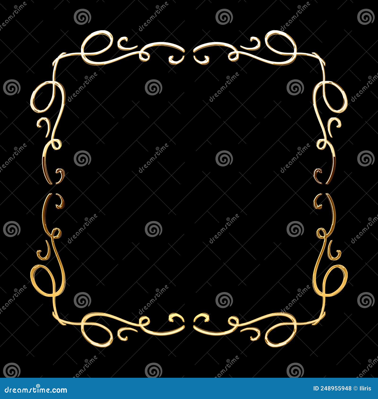 Vector Luxury Golden Frame. Ornamental Shiny Gold Decorative Design ...