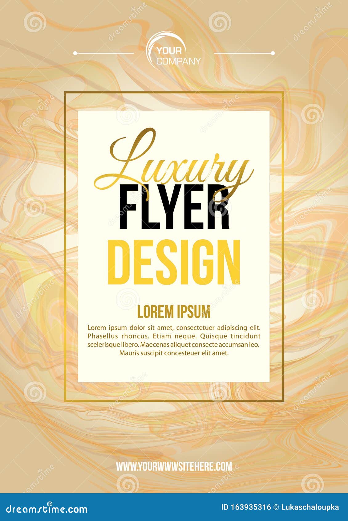 Vector Luxury Modern Flyer Template with Marble Texture in Gold and ...