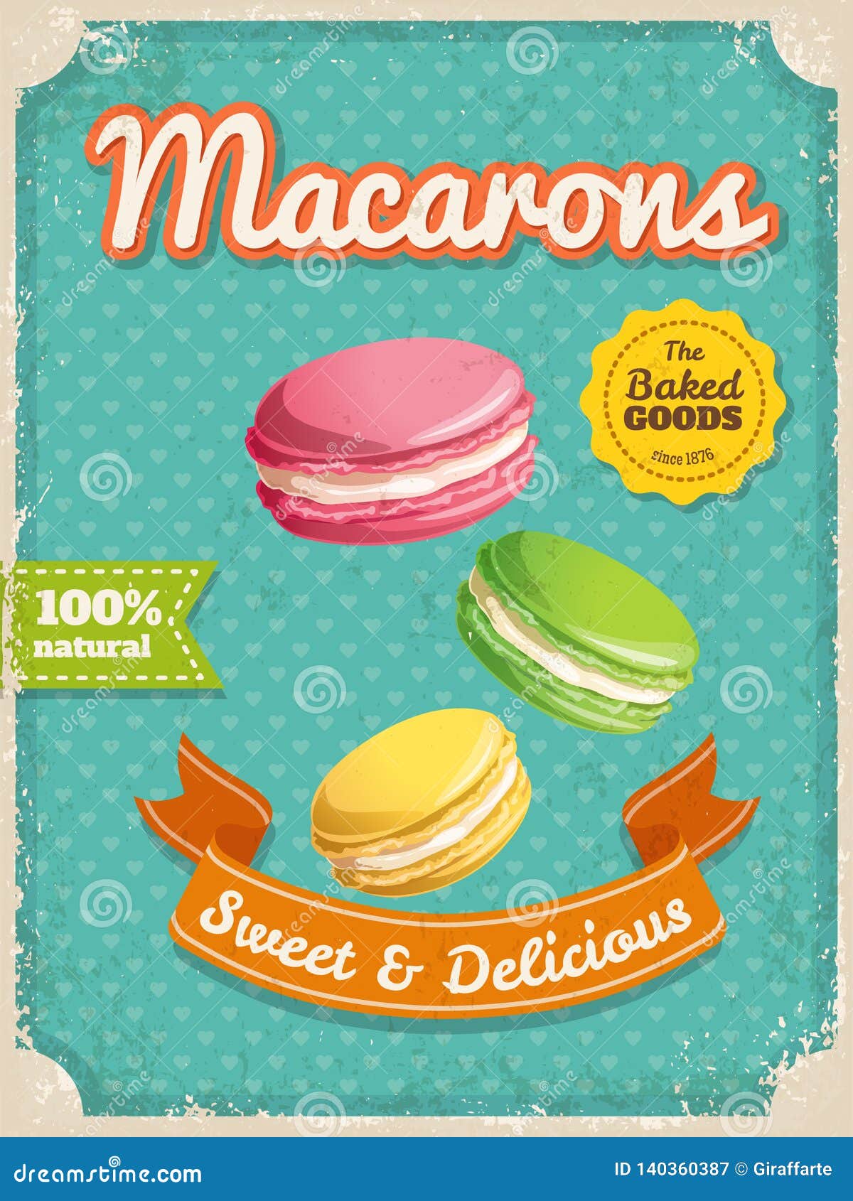 Vector Macaroons Poster in Vintage Style with Typography Elements Stock ...