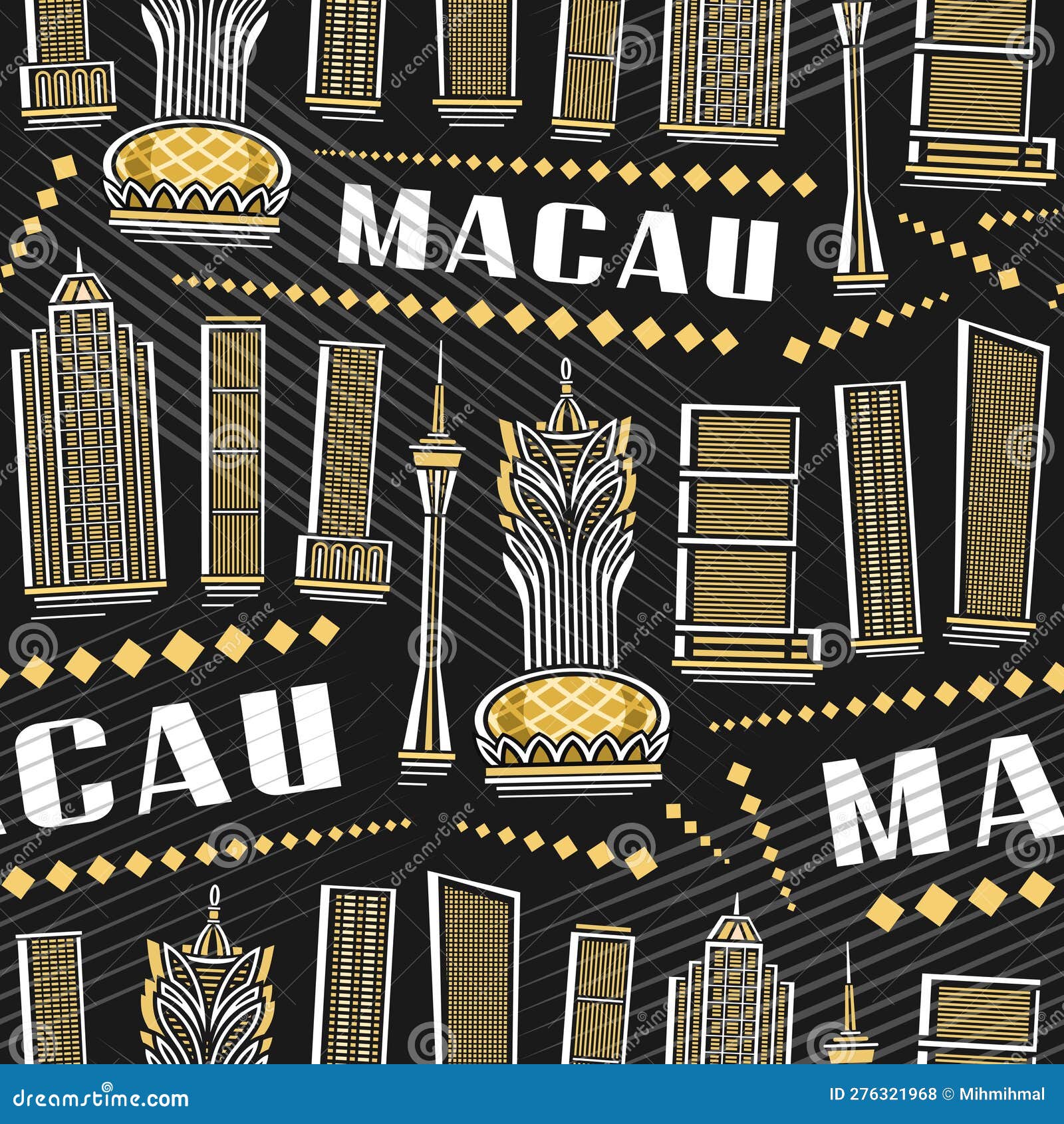 Vector Macau Seamless Pattern Stock Vector - Illustration of wallpaper ...