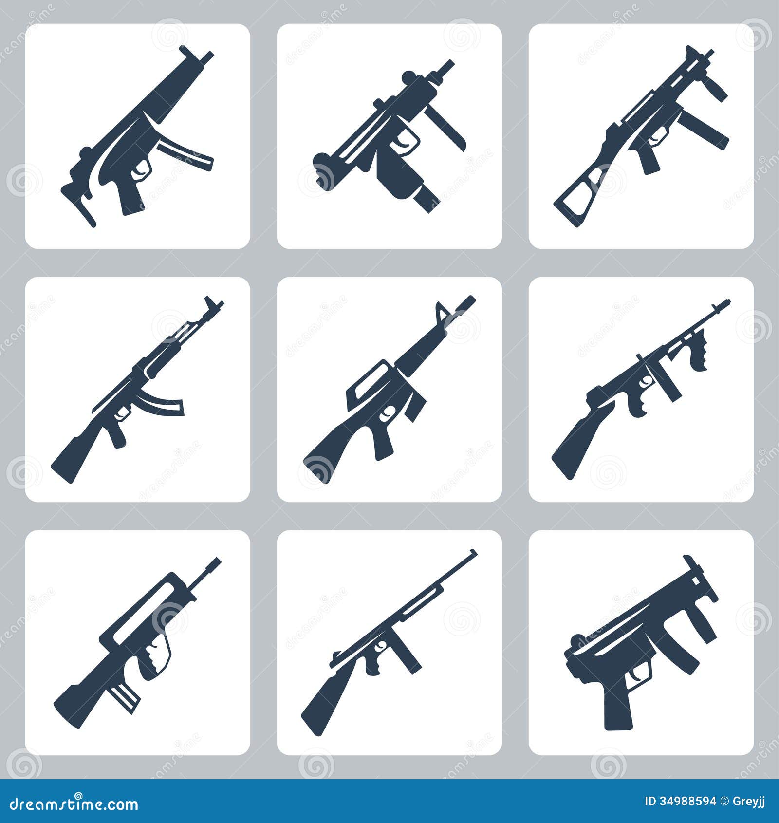 Vector Machine Guns And Assault Rifles Icons Set | CartoonDealer.com ...