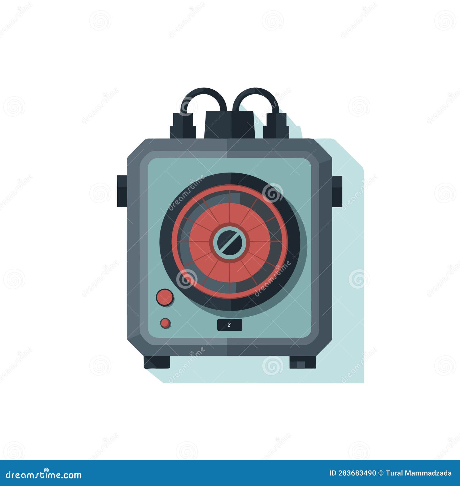 Vector of a Machine with a Red Button on I Stock Vector - Illustration ...