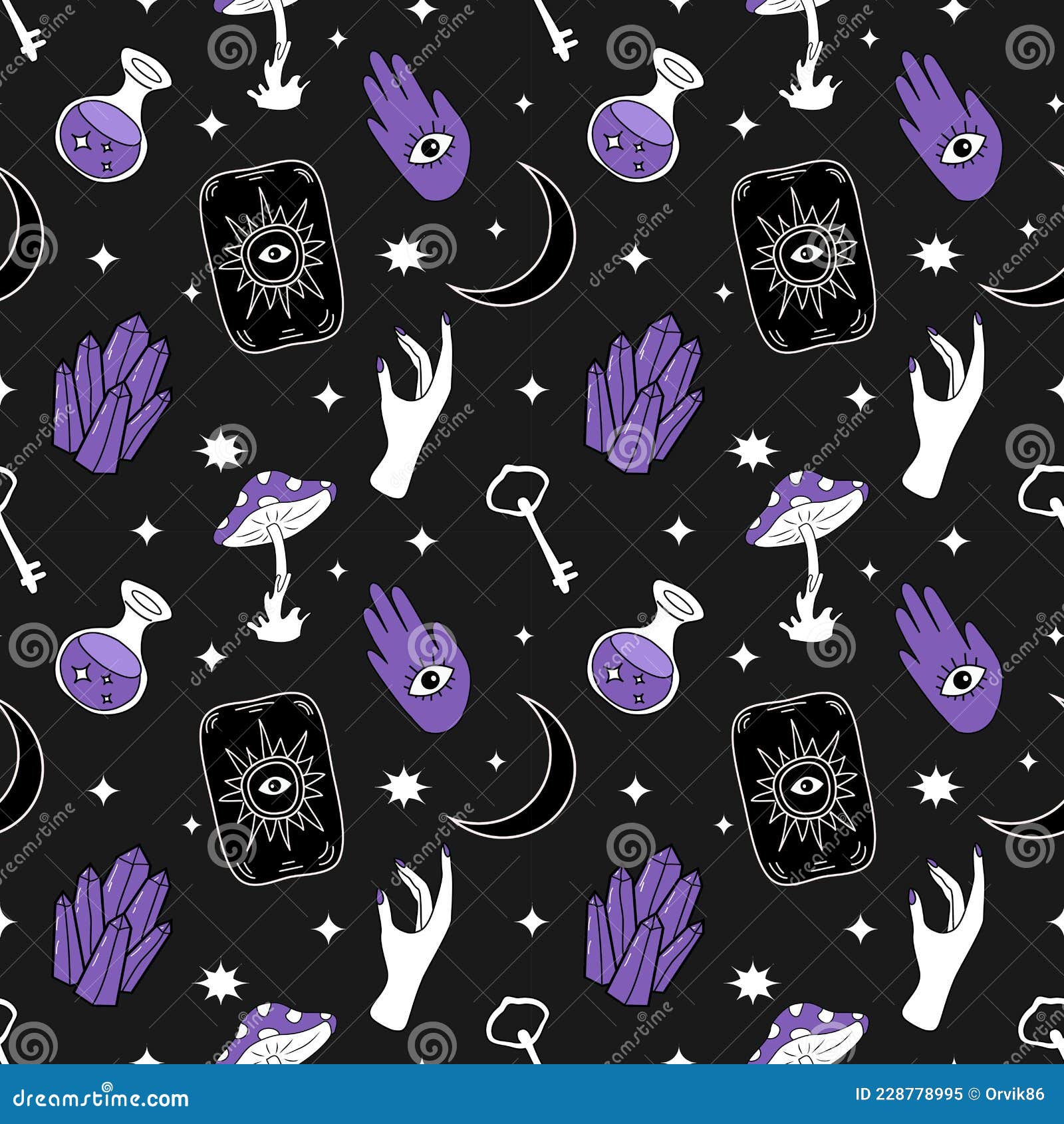 Vector Mad Pattern on the Theme of Magic, Mysticism, Witchcraft ...