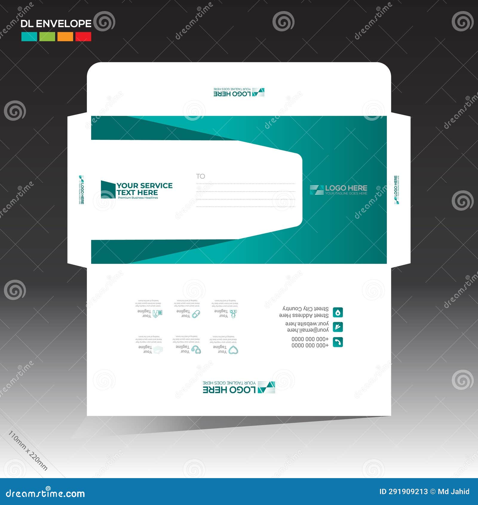 Envelope Design for Health and Any Use Stock Vector - Illustration of ...