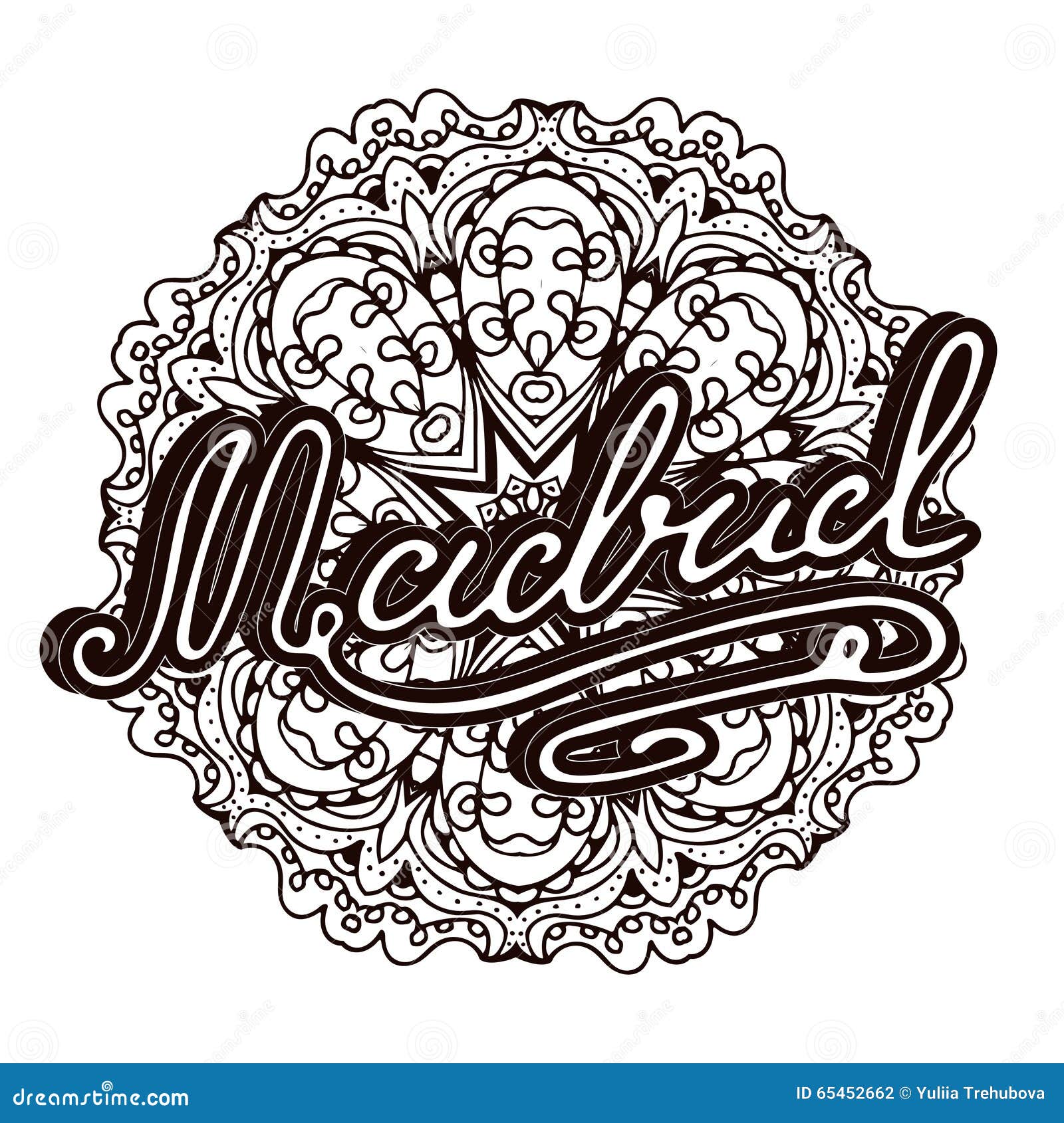 Madrid Handwritten Vector Word Text With Butterflies And Colorful ...