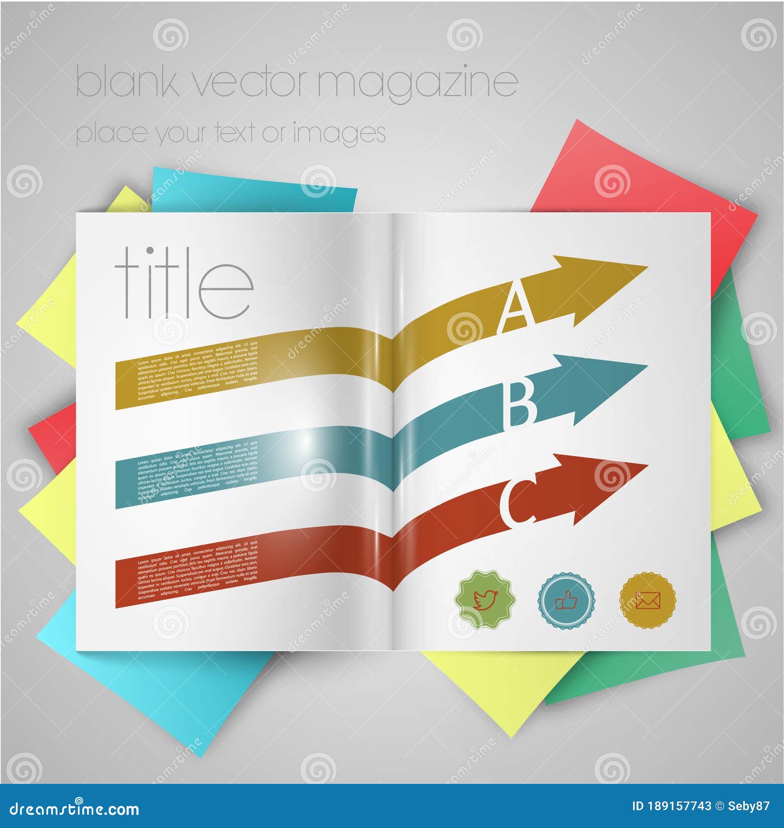 Vector Magazine Template with Arrows and Stickers Stock Vector ...