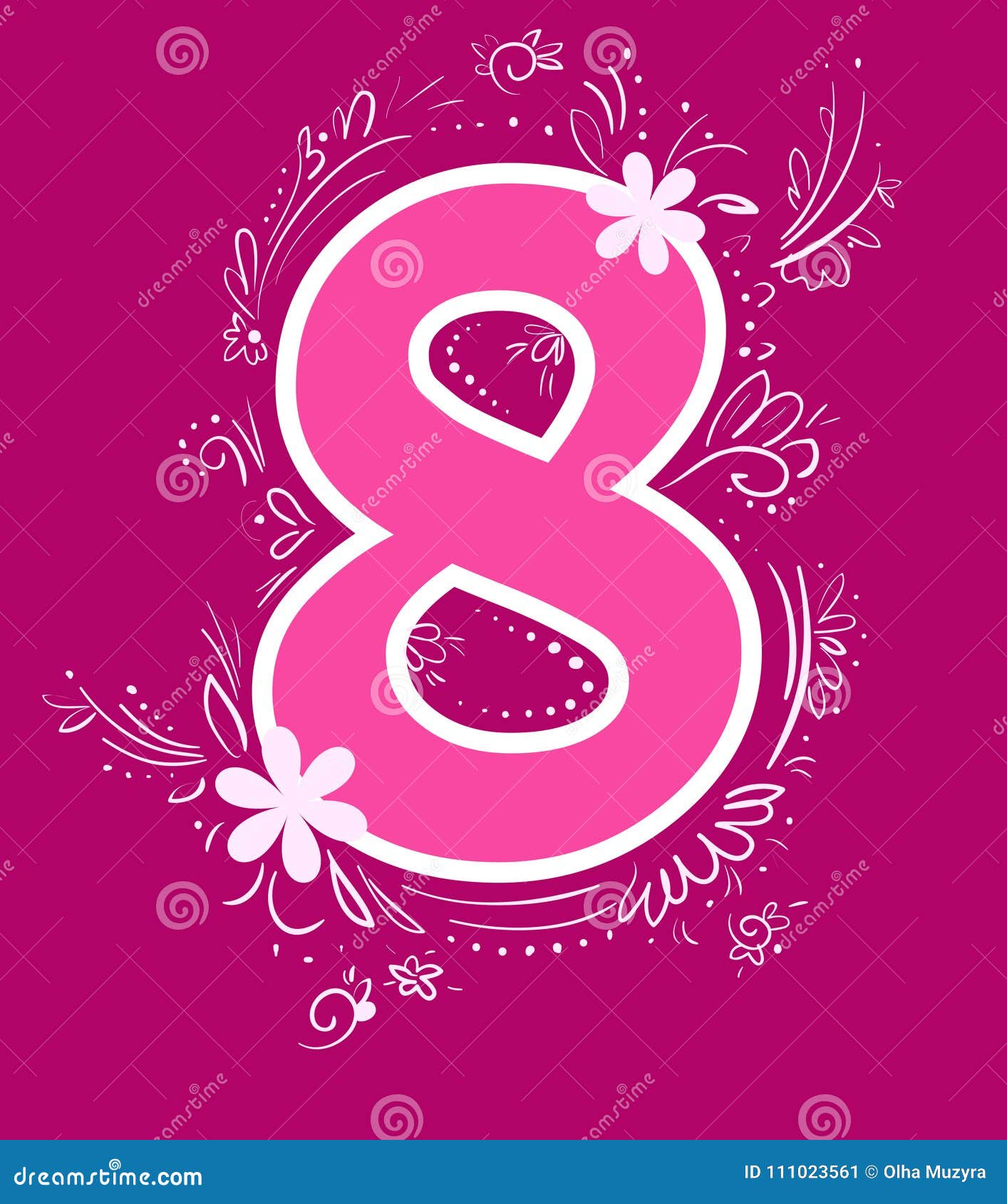 Vector Magenta Eight with Flower Stock Vector - Illustration of element ...