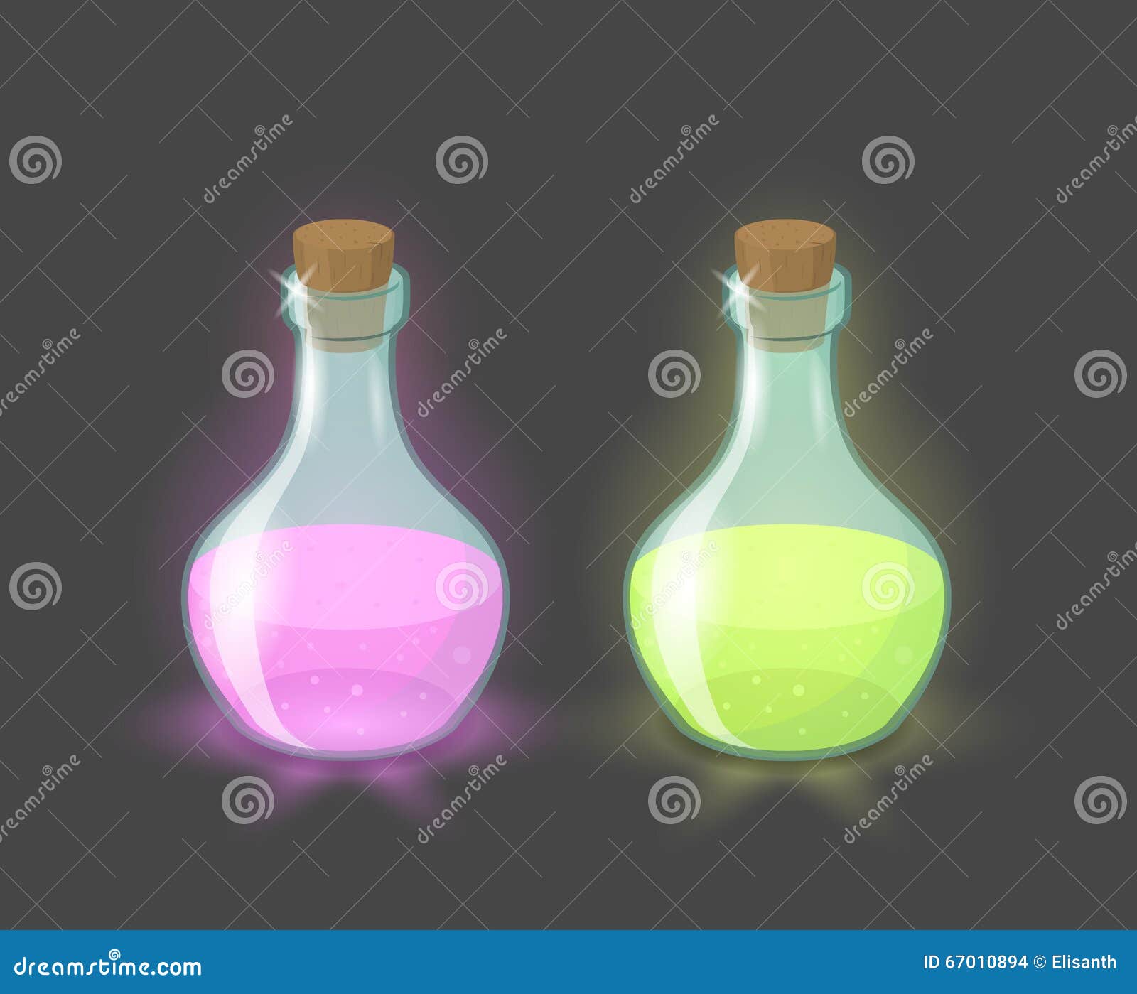 Vector Magic Bottles with Pink and Green Drinks Stock Vector ...