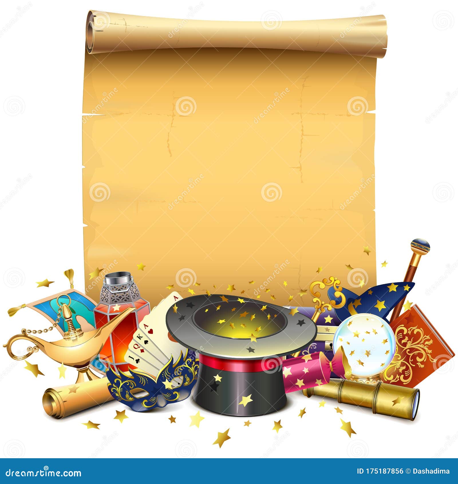 Vector Magic Concept with Paper Scroll Stock Vector - Illustration of ...