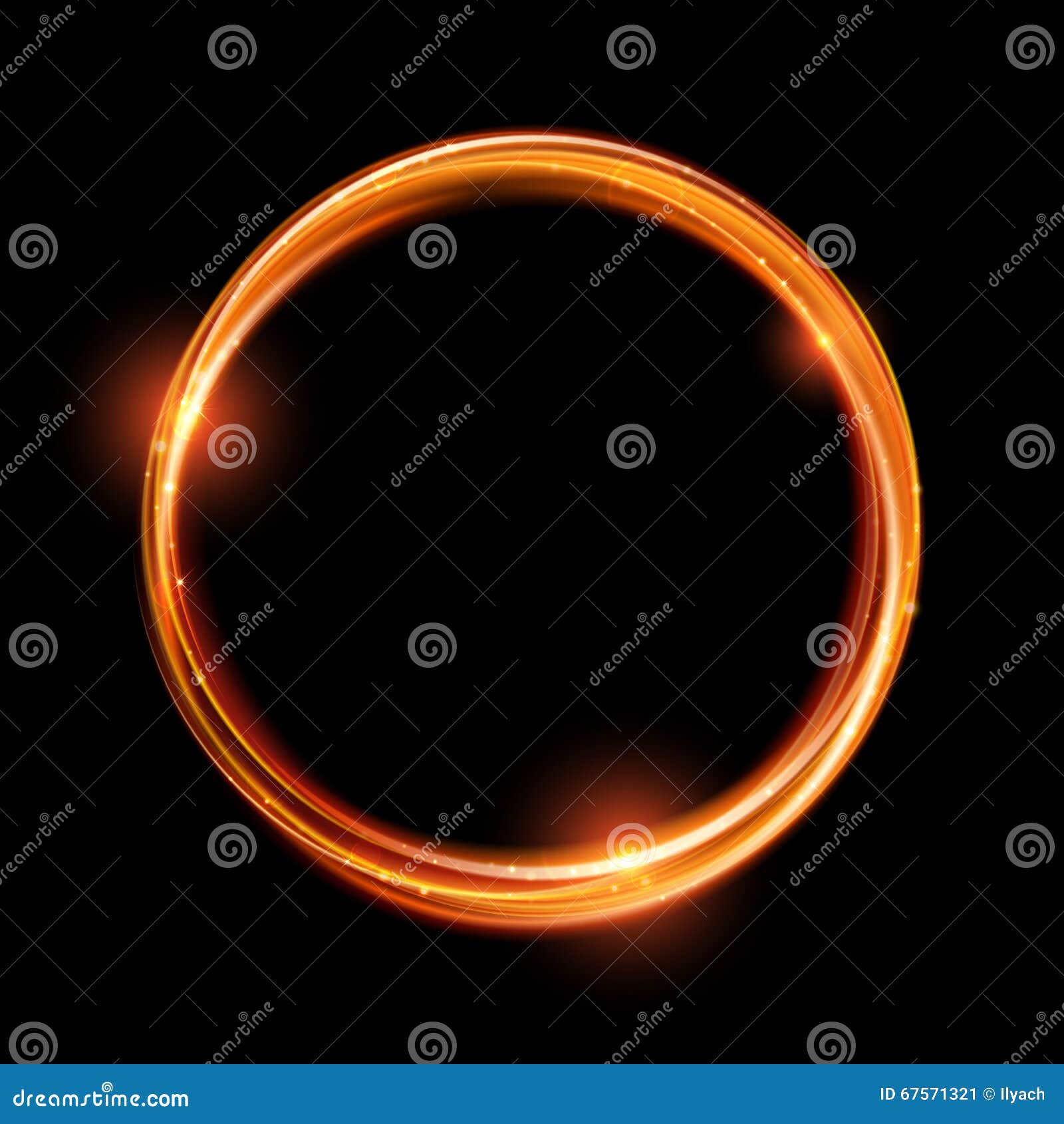Magic Gold Circle Frame. Fire Hole. Glowing Fire Ring Trace. Golden ...