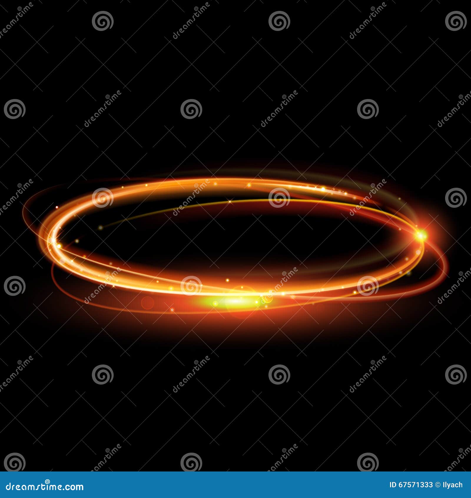 Magic Gold Circle Frame. Fire Hole. Glowing Fire Ring Trace. Golden ...