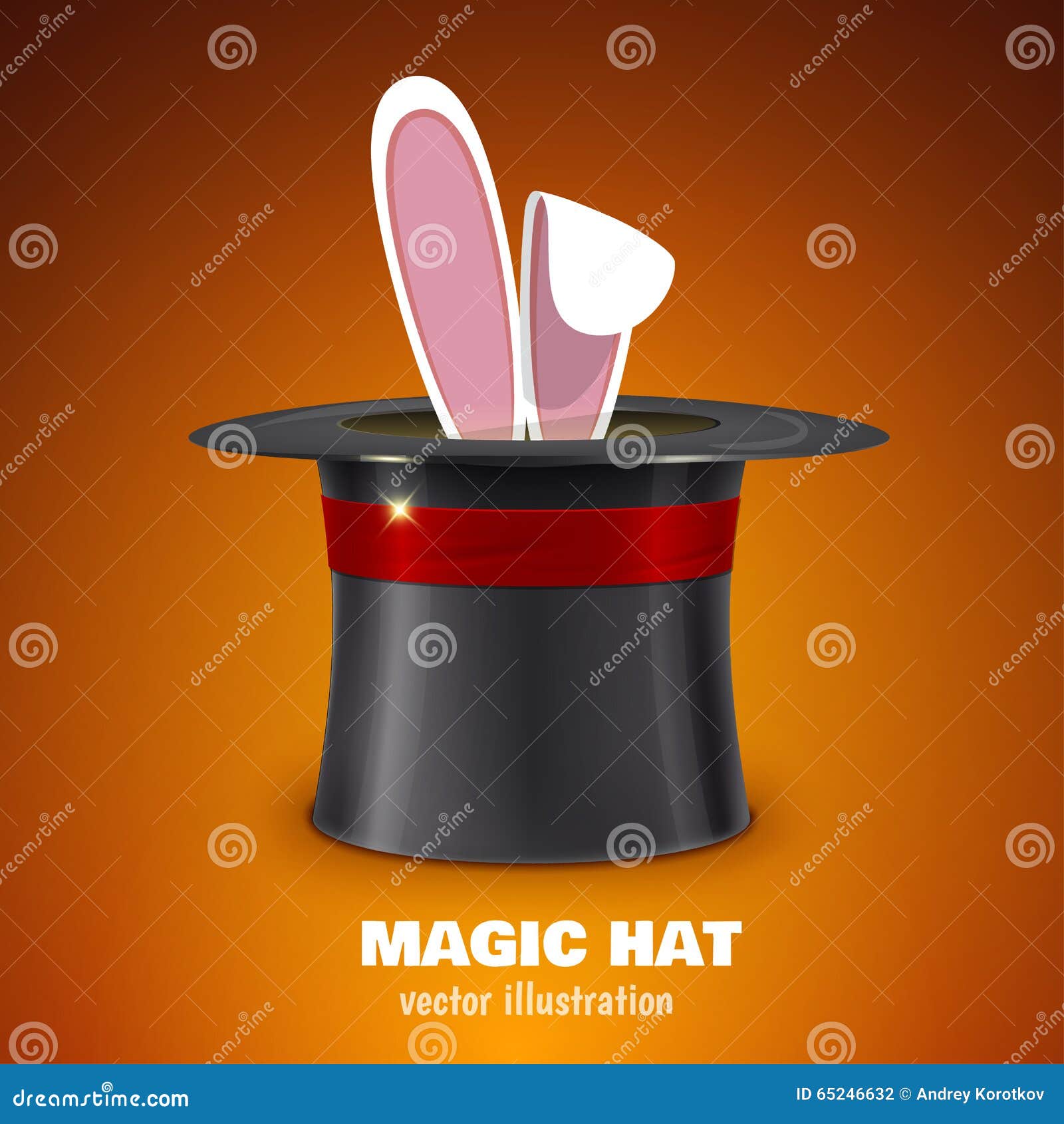 Vector MAGIC HAT with Red Ribbon Stock Vector - Illustration of gold ...