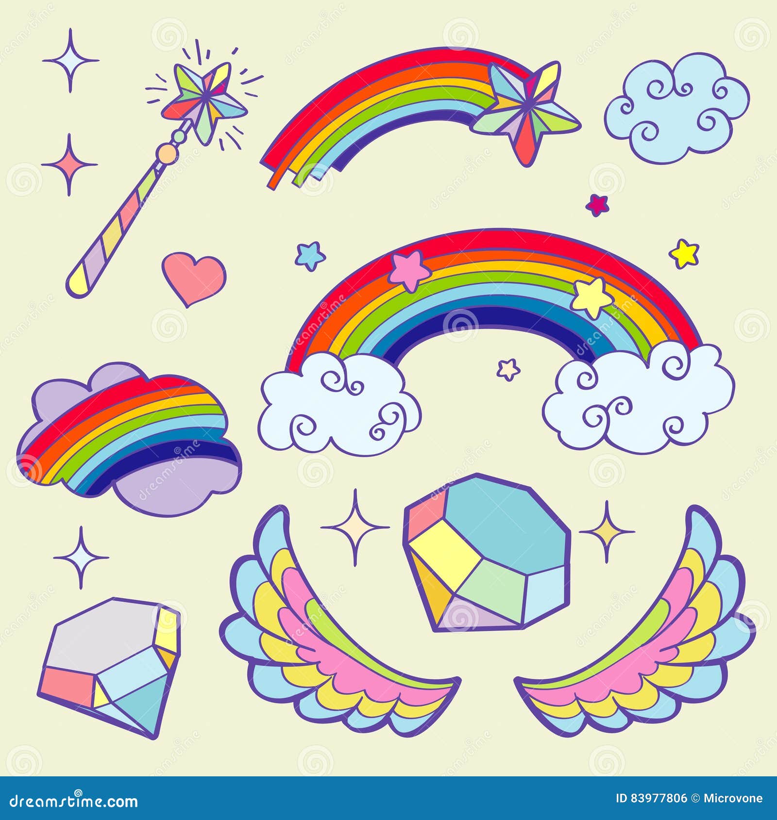 Set Of Magic Items Vector Flat Illustration Isolated On White ...