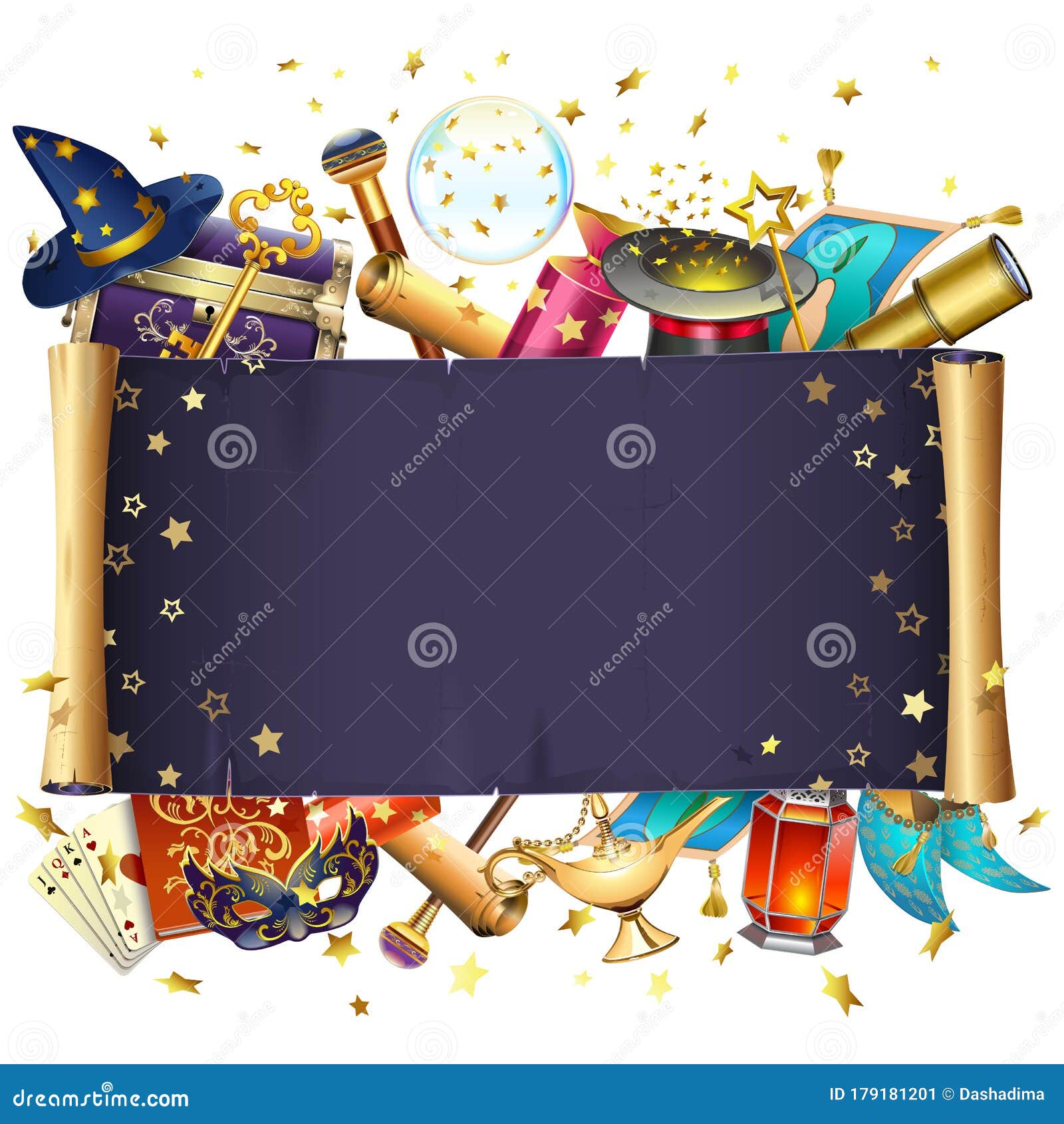 Set Magic Scroll Icon Isolated On Black And White Background. Decree ...