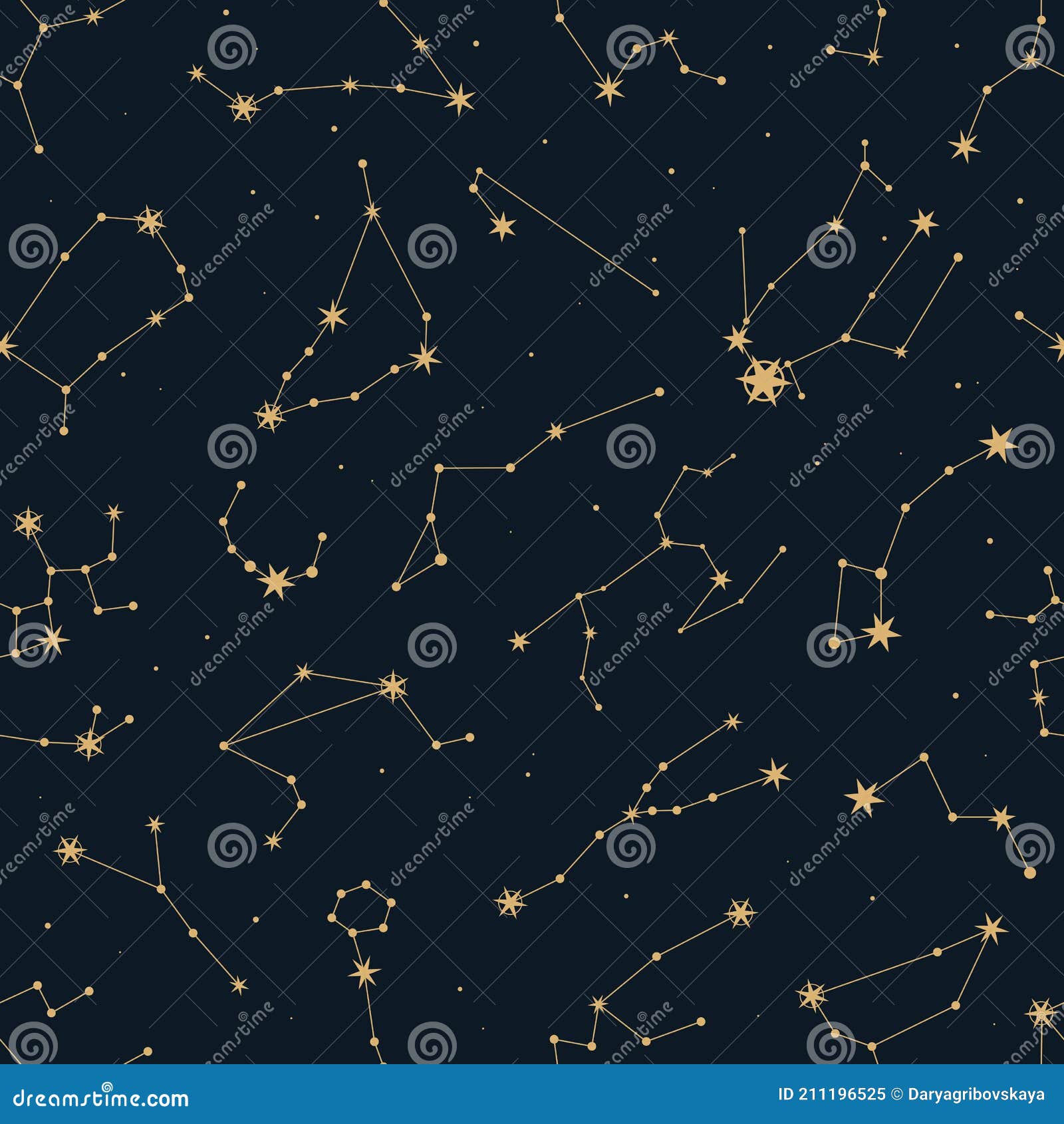 Vector Magic Seamless Pattern with Constellations and Stars. Stock ...
