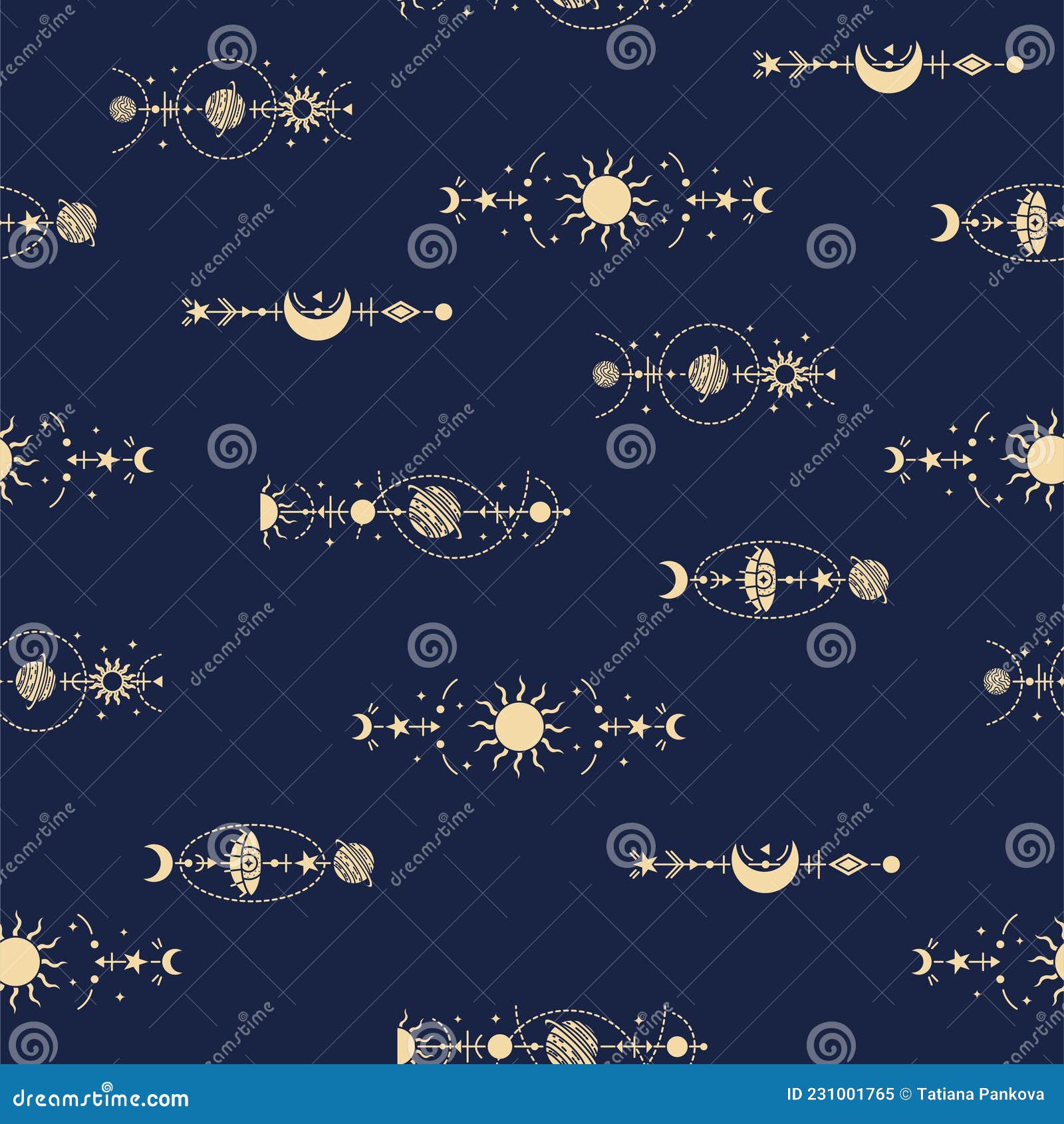 Vector Magic Seamless Pattern with Mystery Symbols. Magical Background ...