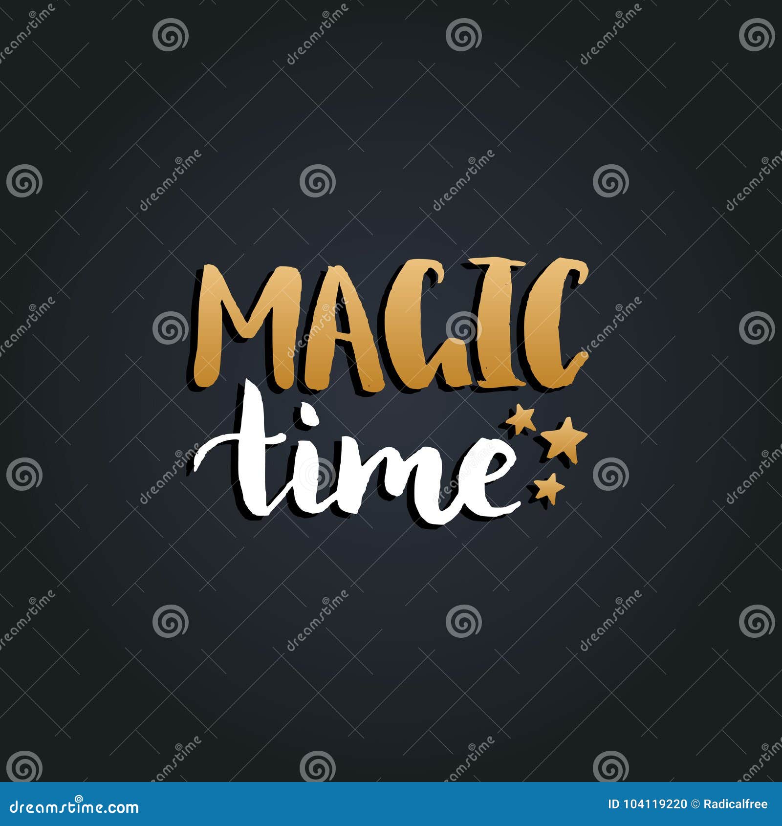Vector Magic Time Lettering Design on Black Background. Christmas or ...